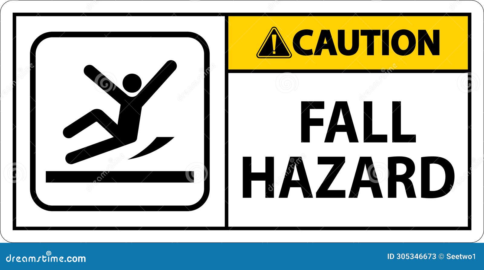 Caution Sign, Fall Hazard stock vector. Illustration of risk - 305346673