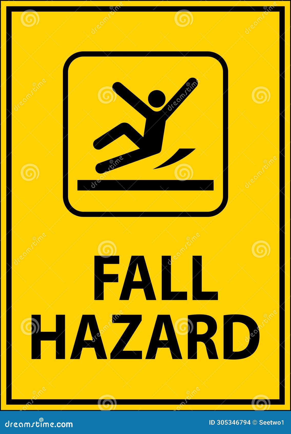 Caution Sign, Fall Hazard stock vector. Illustration of icon - 305346794