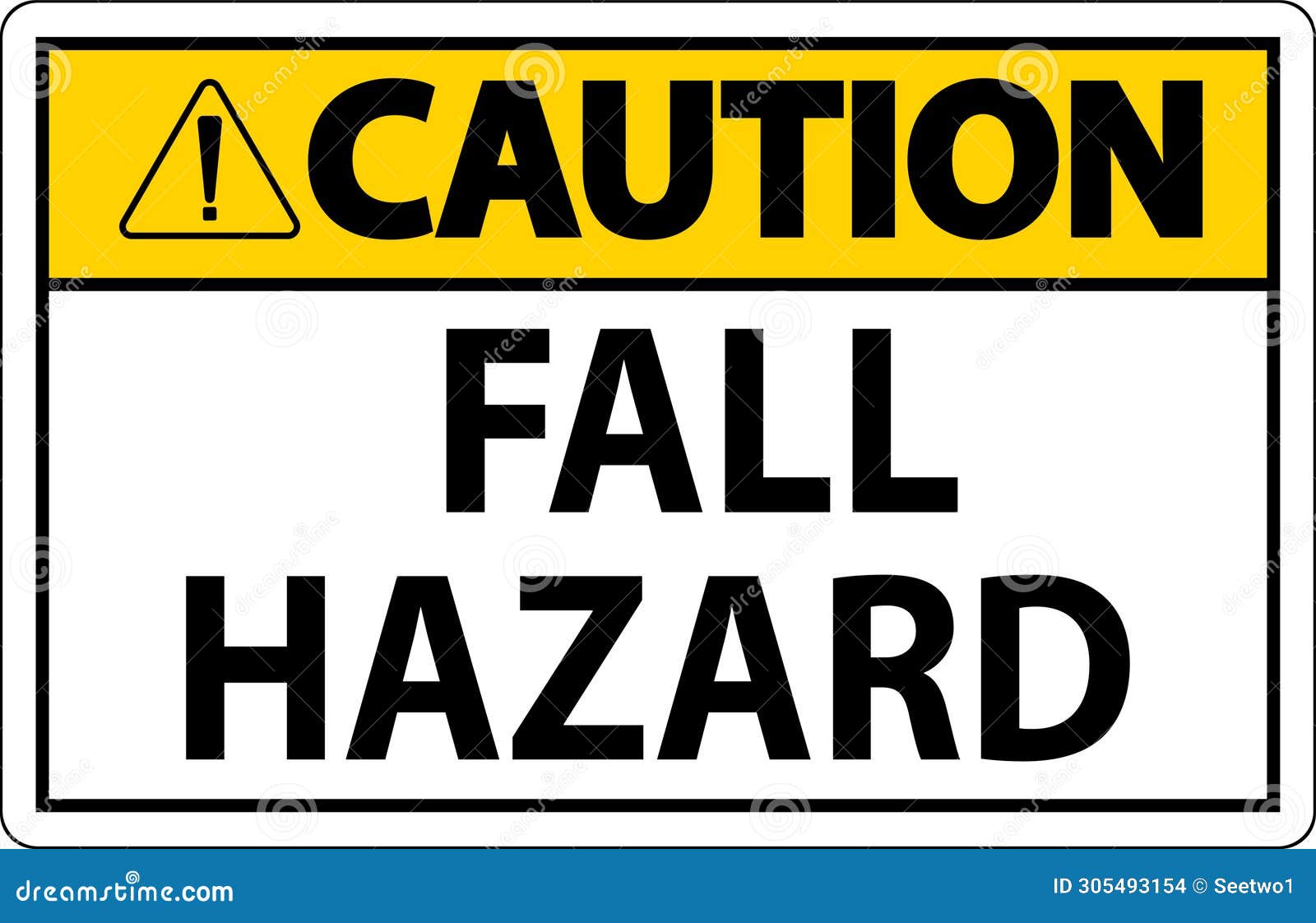 Caution Sign, Fall Hazard stock vector. Illustration of construction ...