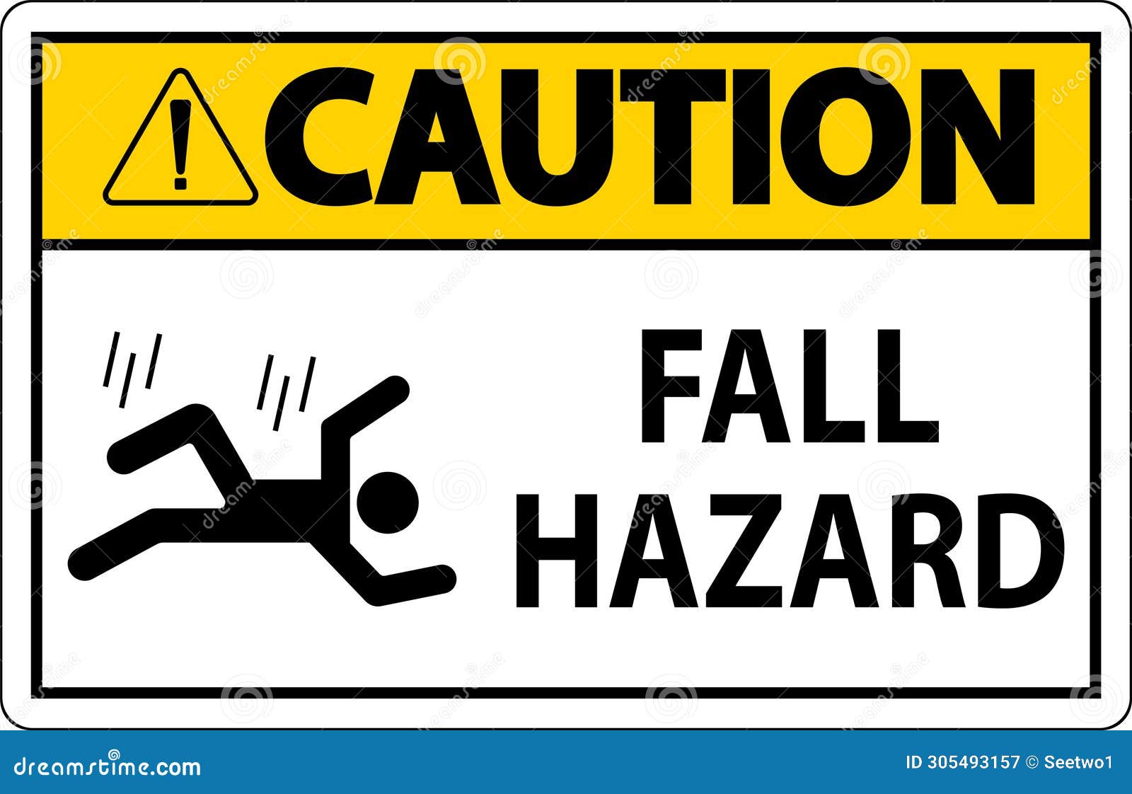 Caution Sign, Fall Hazard stock vector. Illustration of drop - 305493157