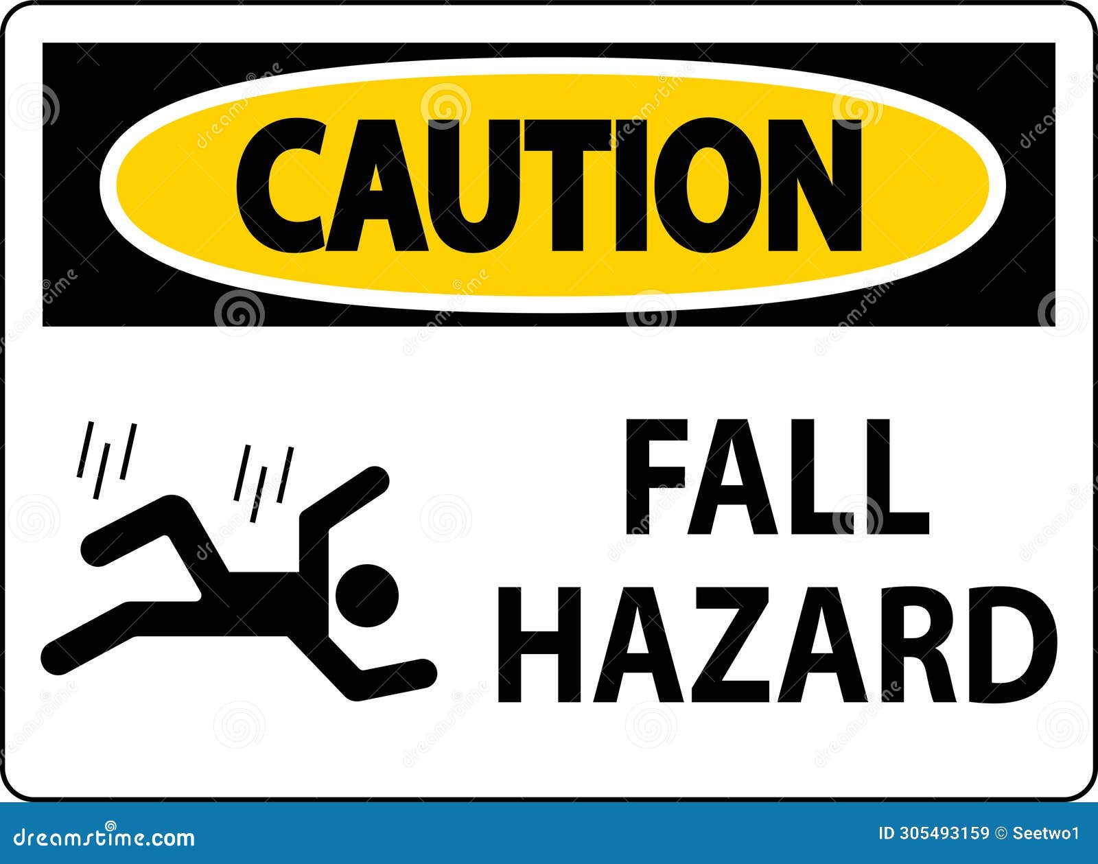 Caution Sign, Fall Hazard stock vector. Illustration of notice - 305493159
