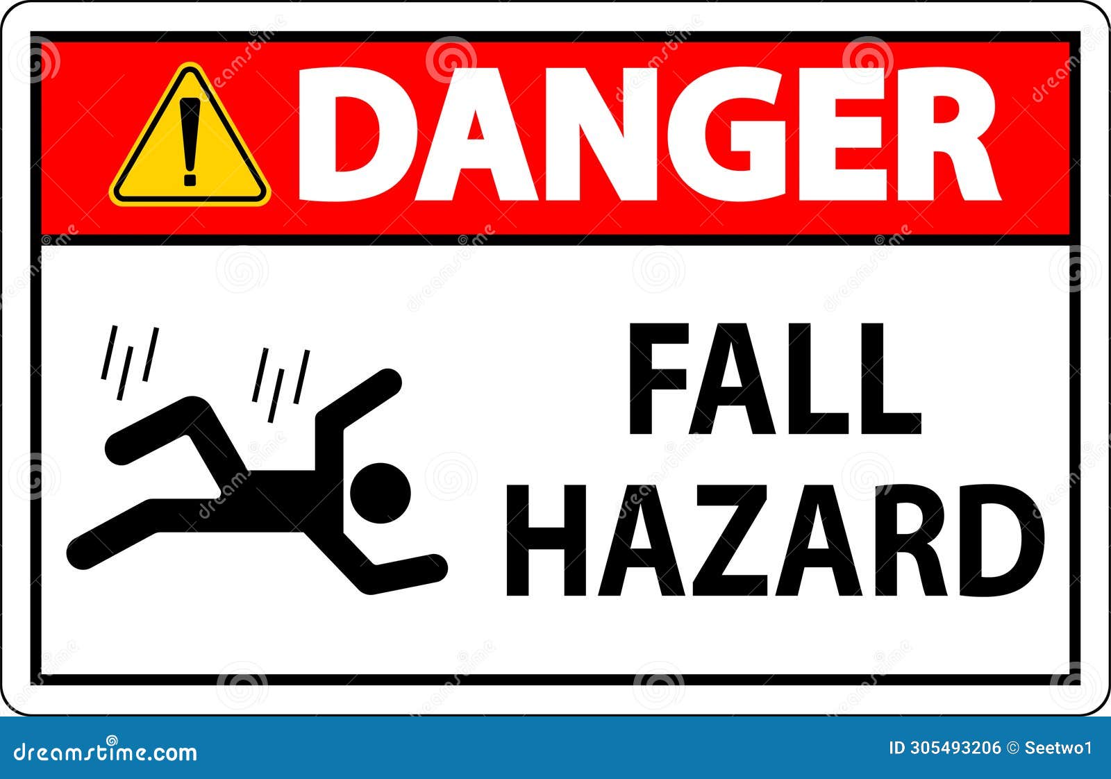 Caution Sign, Fall Hazard stock vector. Illustration of isolated ...