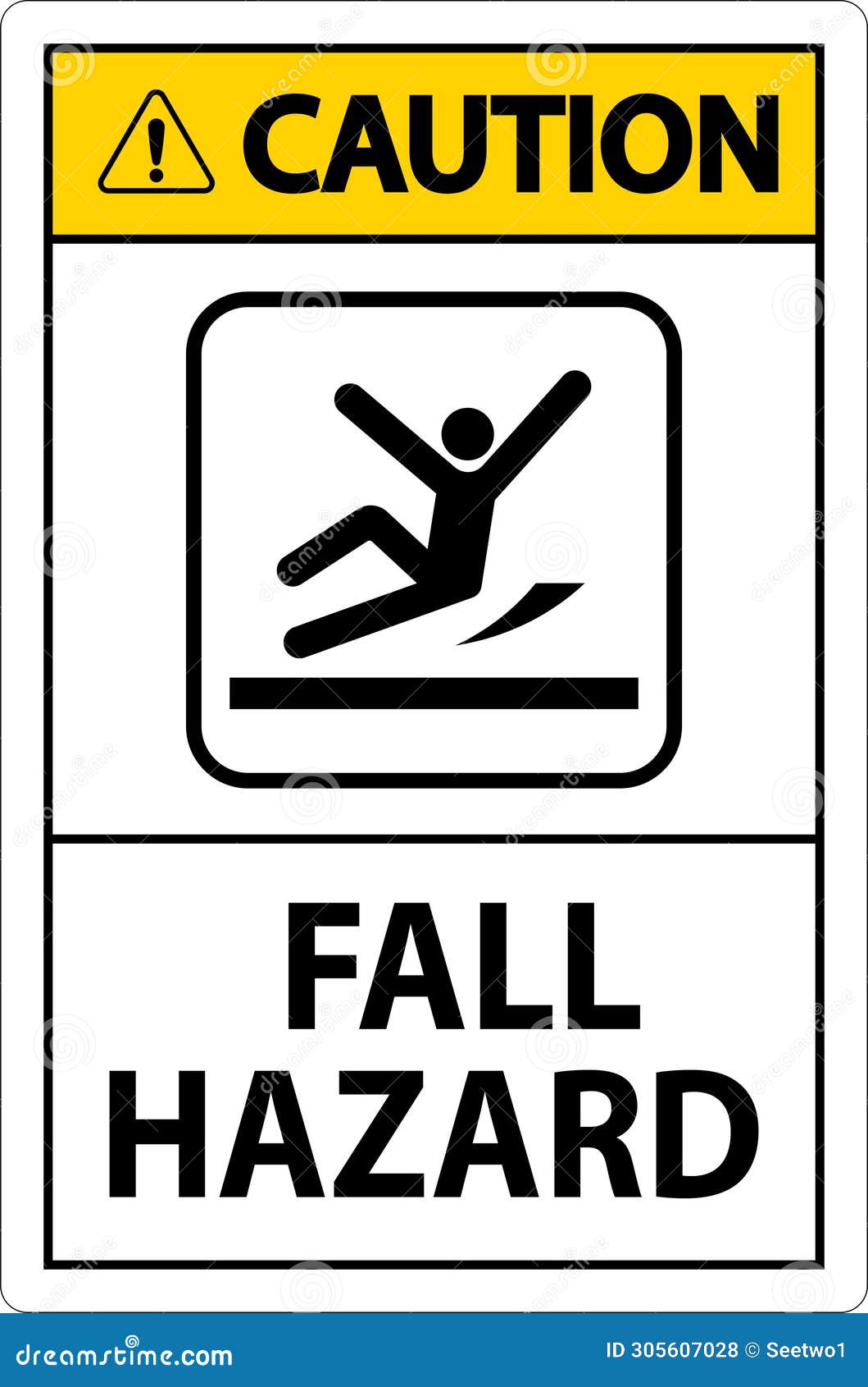 Caution Sign, Fall Hazard stock vector. Illustration of isolated ...