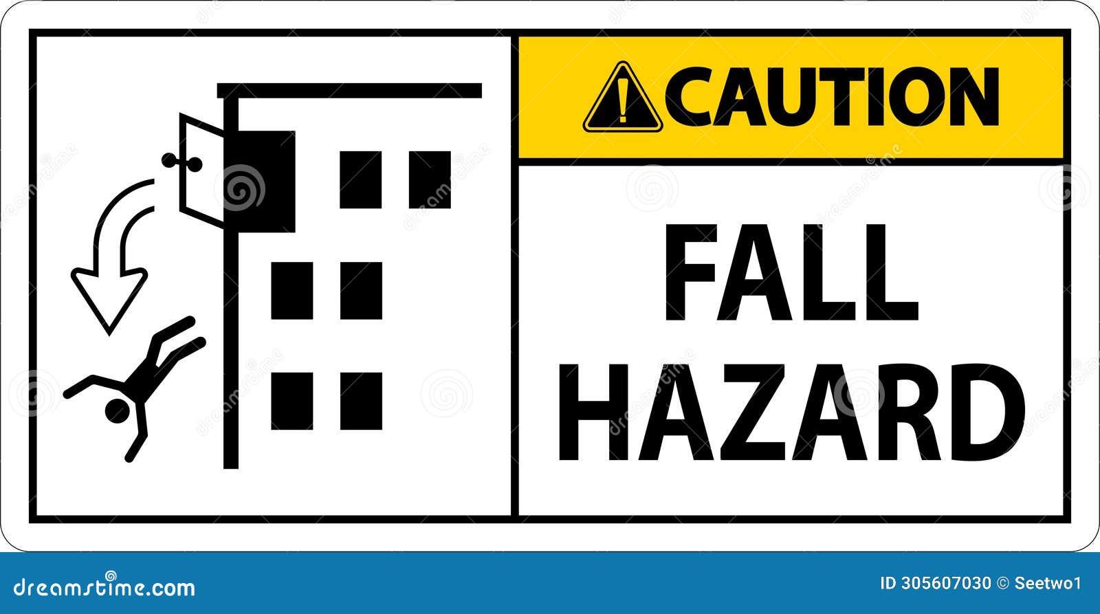 Caution Sign, Fall Hazard stock vector. Illustration of isolated ...