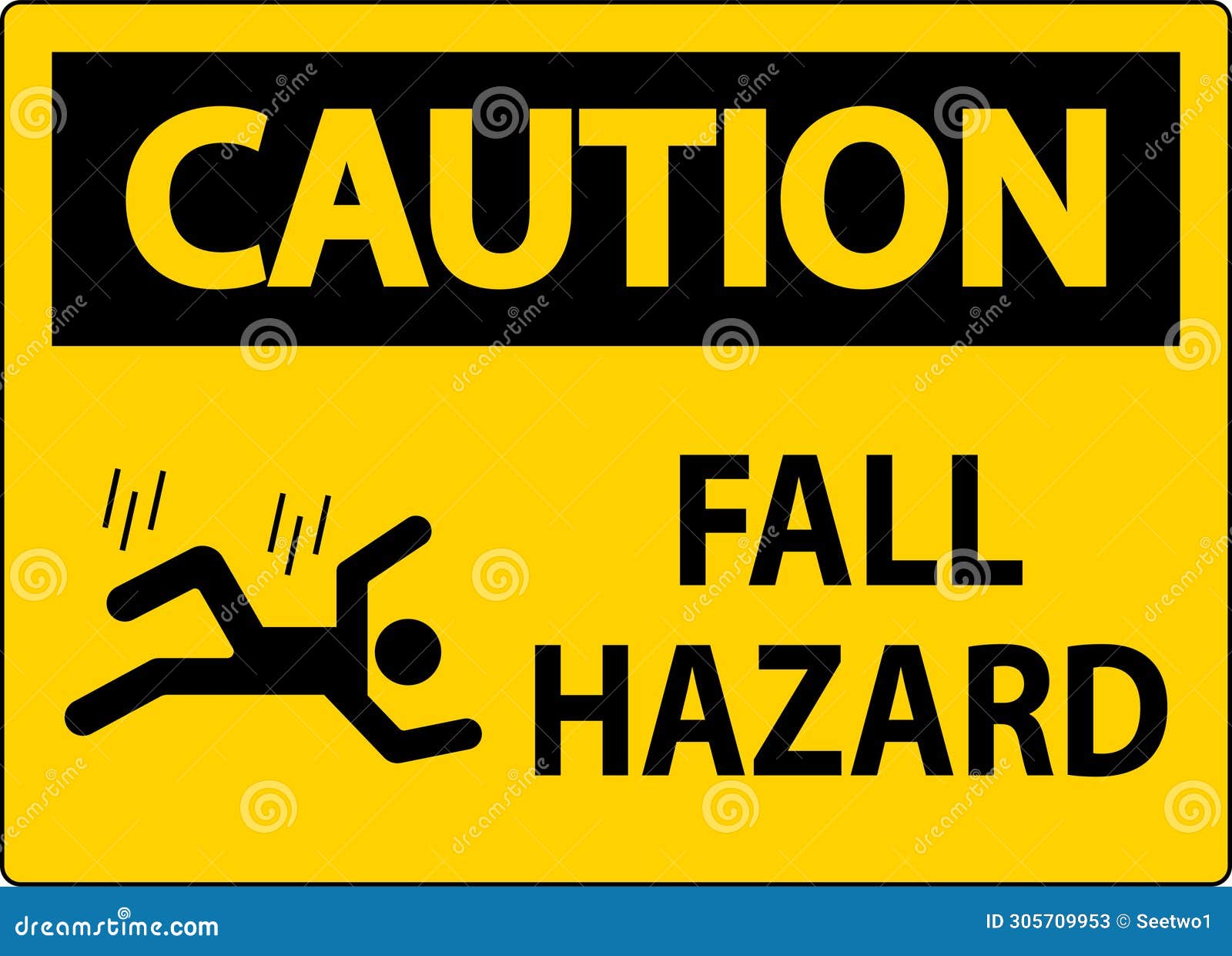 Caution Sign, Fall Hazard stock vector. Illustration of careful - 305709953