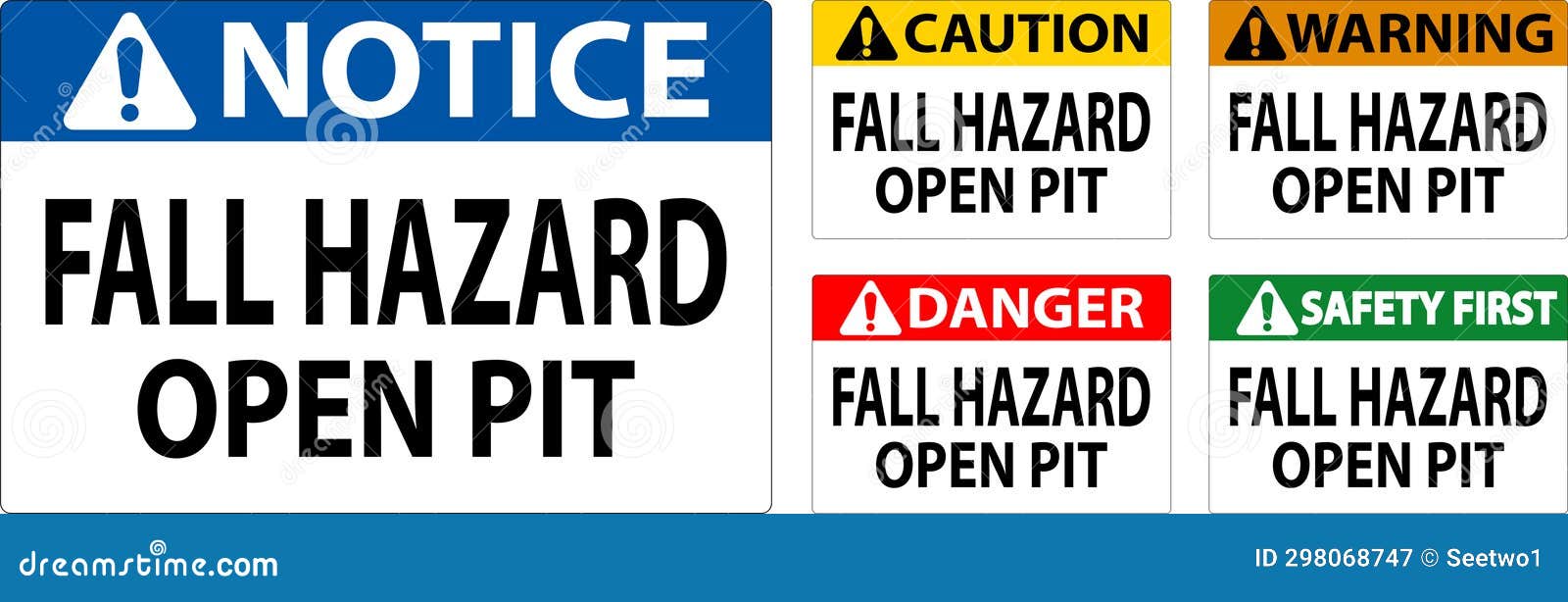 Caution Sign Fall Hazard - Open Pit Stock Vector - Illustration of ...