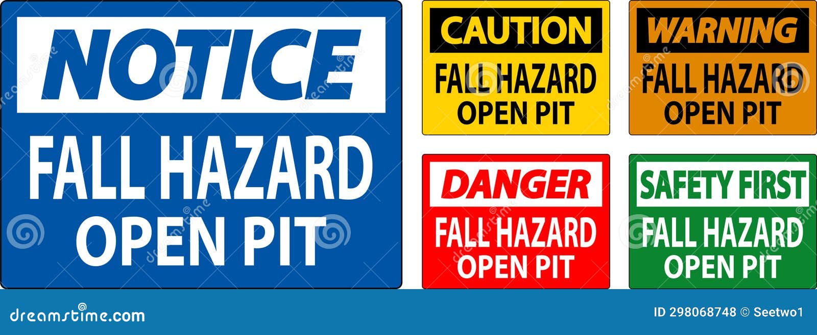 Caution Sign Fall Hazard - Open Pit Stock Vector - Illustration of ...
