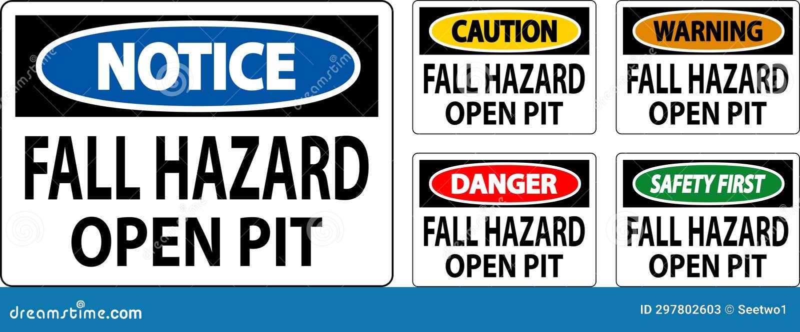 Caution Sign Fall Hazard - Open Pit Stock Vector - Illustration of open ...