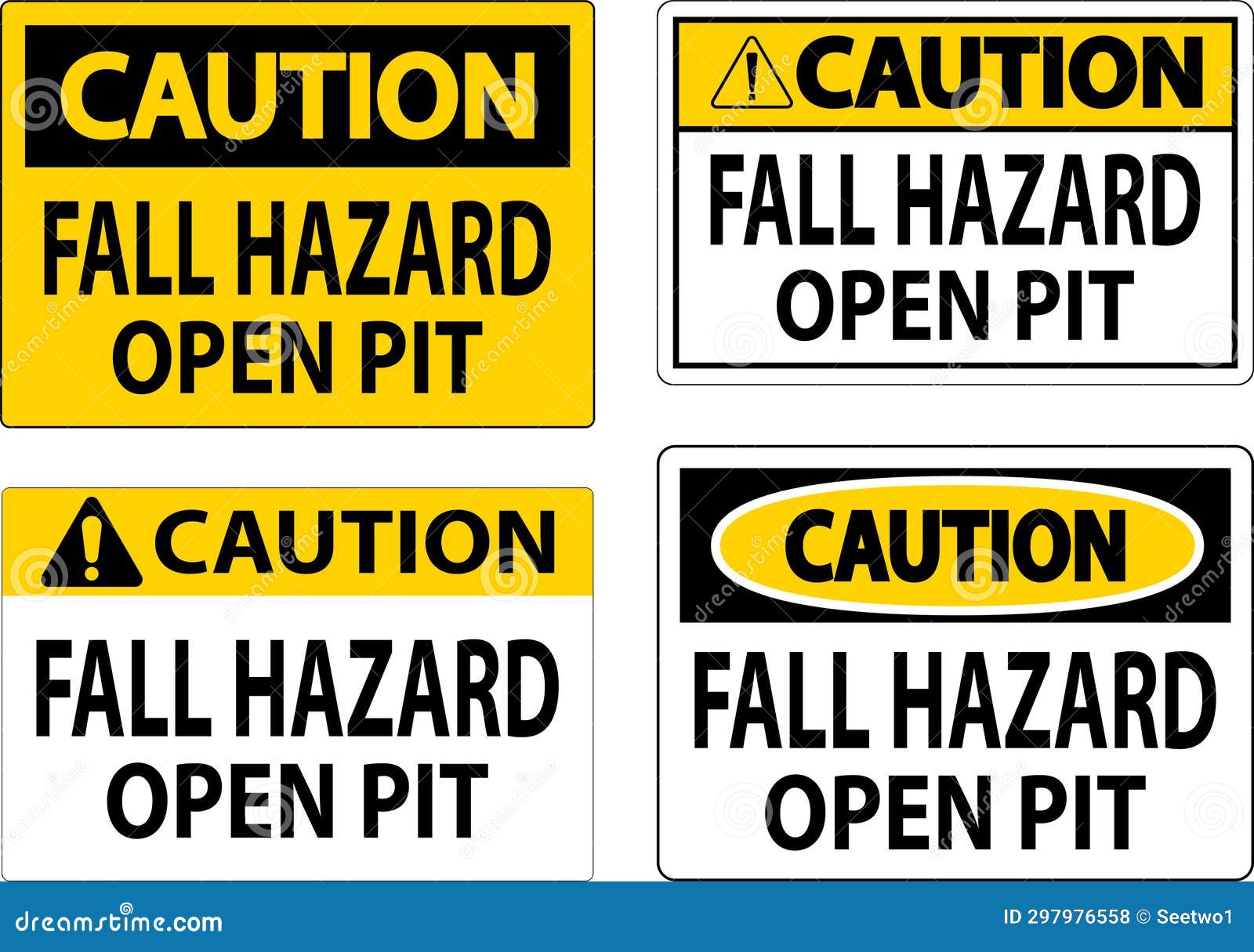 Caution Sign Fall Hazard - Open Pit Stock Vector - Illustration of ...