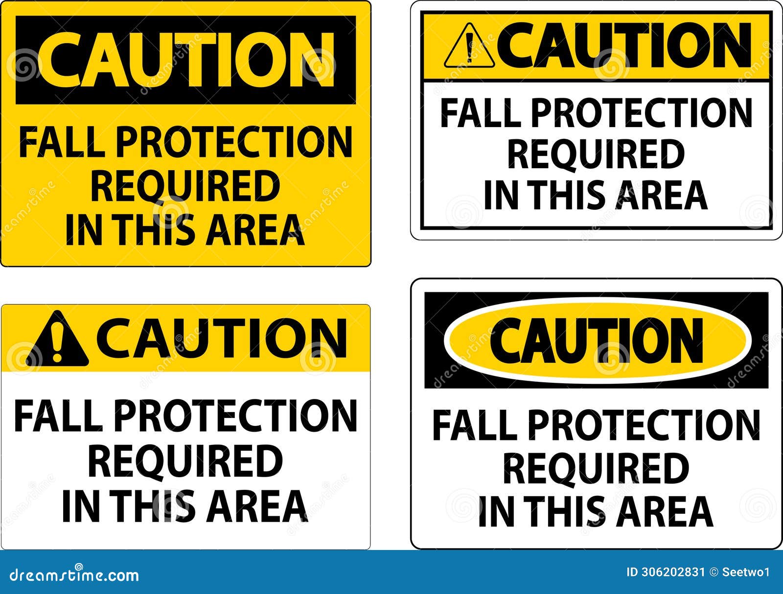 Caution Sign, Fall Protection Required in this Area Stock Vector ...