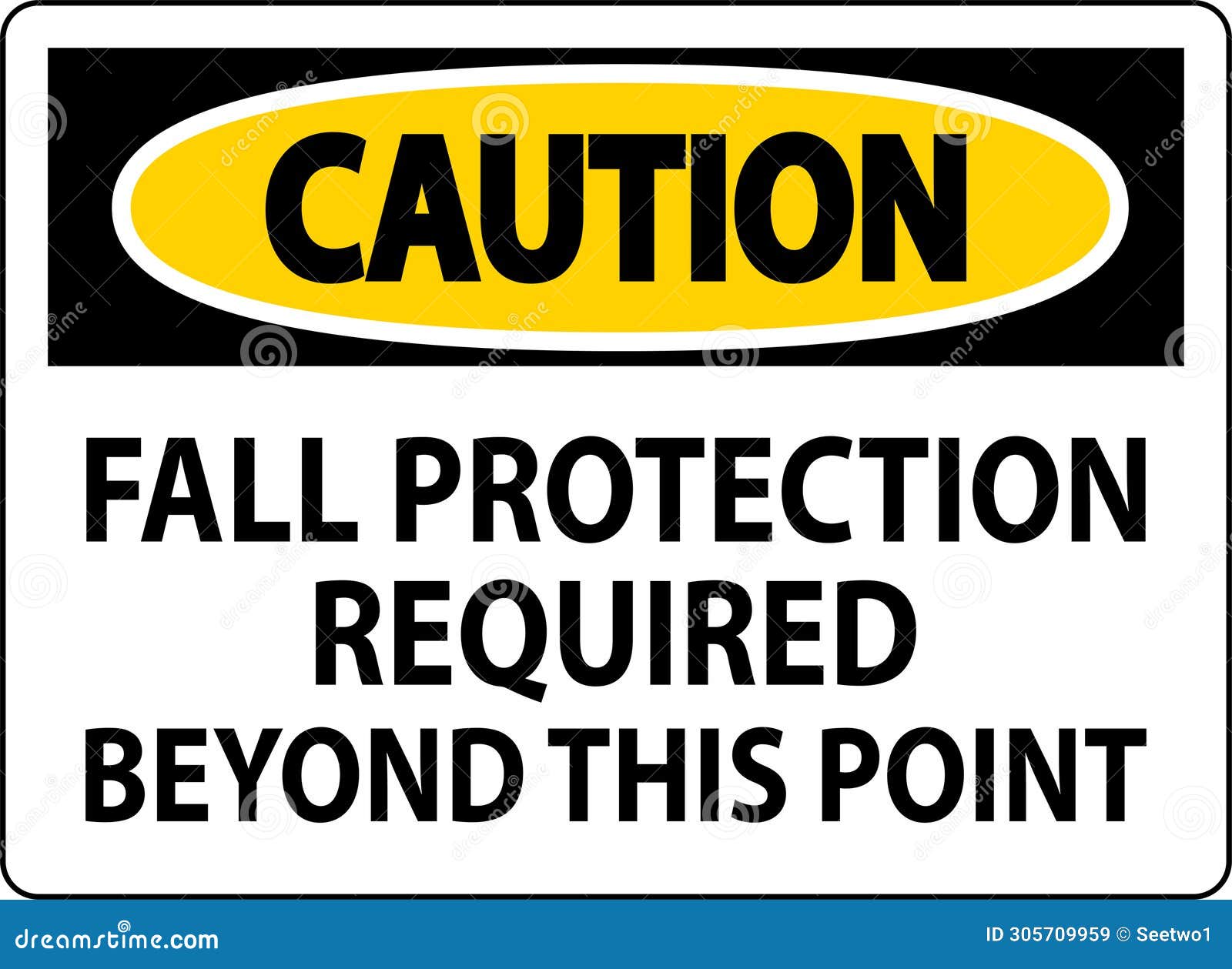Caution Sign, Fall Protection Required Beyond this Point Stock Vector ...