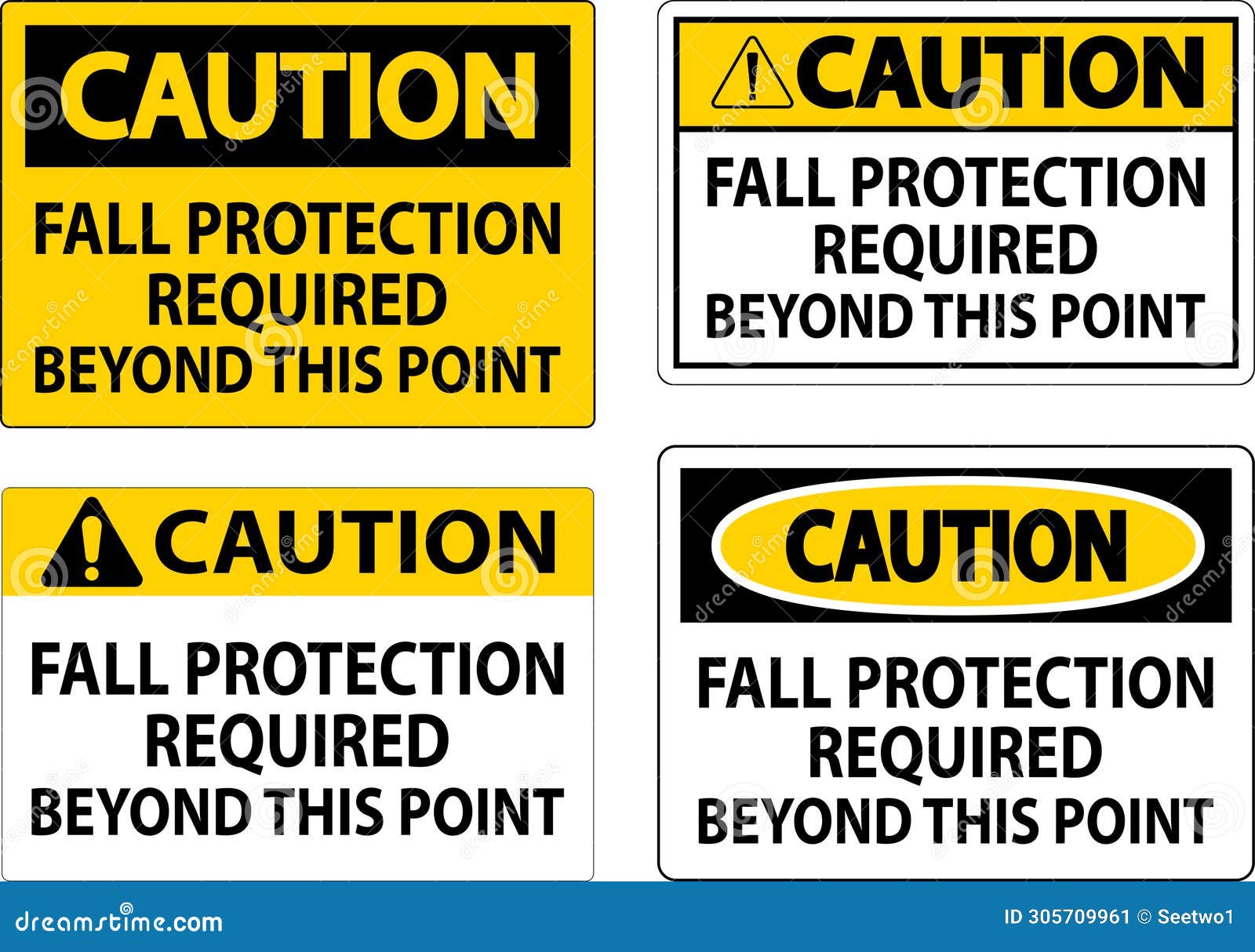 Caution Sign, Fall Protection Required Beyond this Point Stock Vector ...
