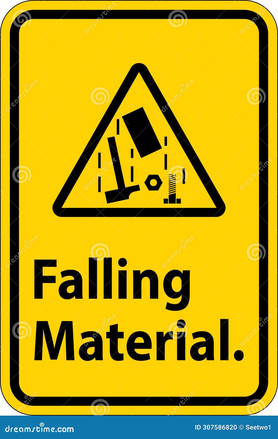 Caution Sign, Falling Material Stock Vector - Illustration of protective, black: 307586820