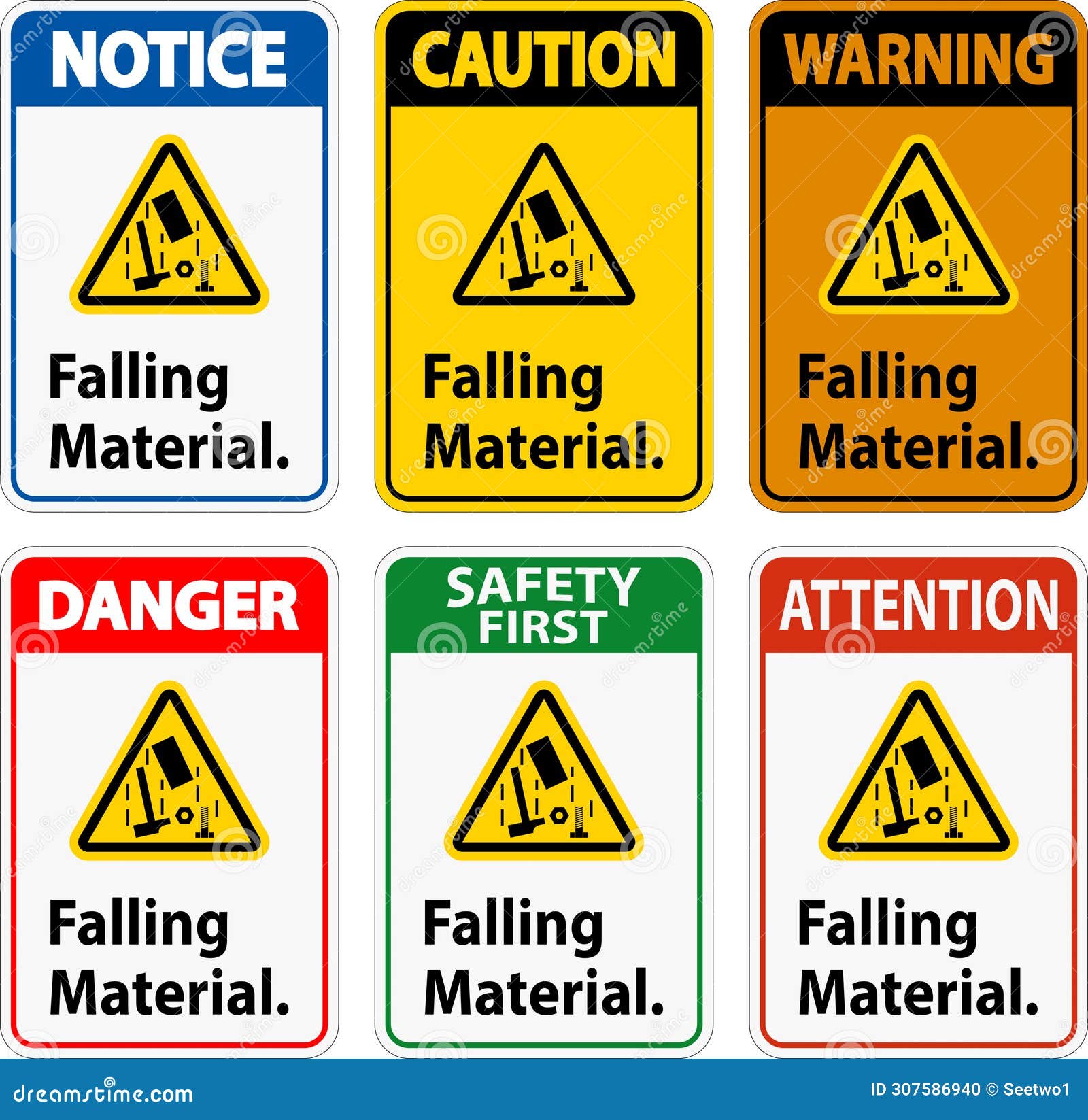 Caution Sign, Falling Material Stock Vector - Illustration of accident ...