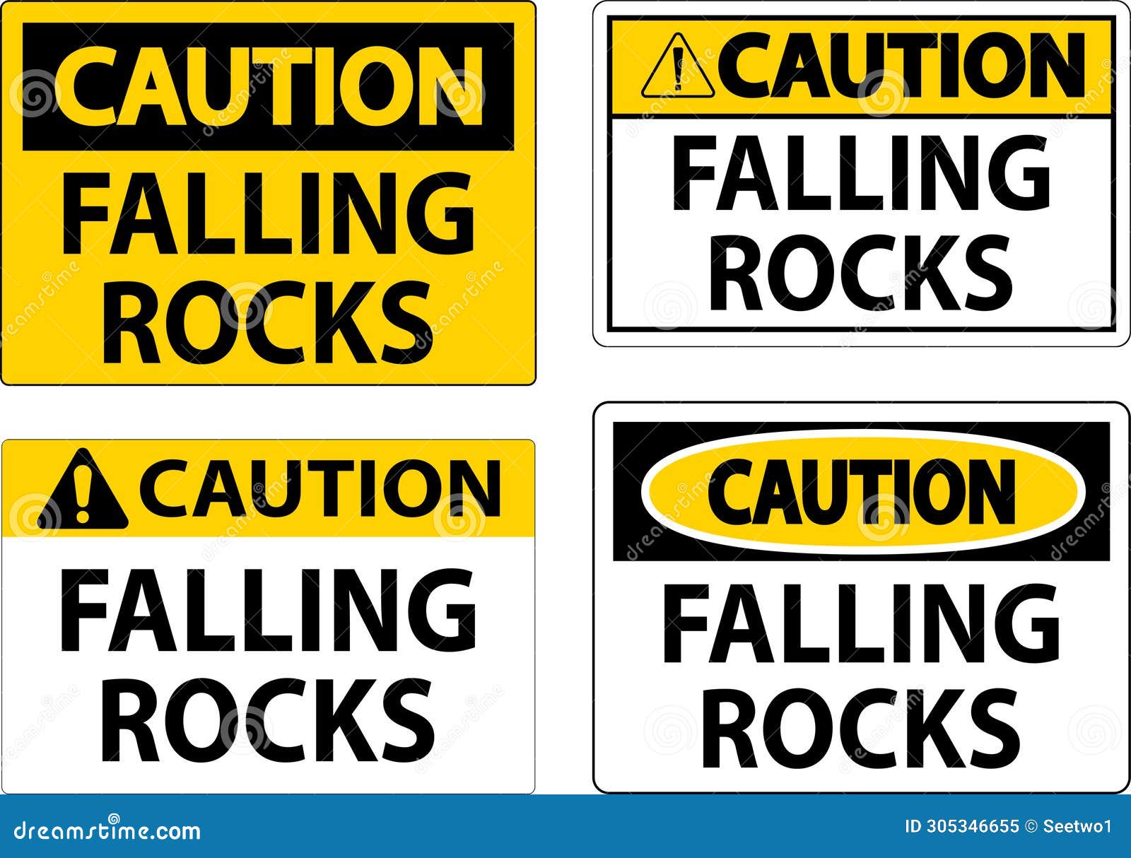 Caution Sign, Falling Rocks Stock Vector - Illustration of accident ...