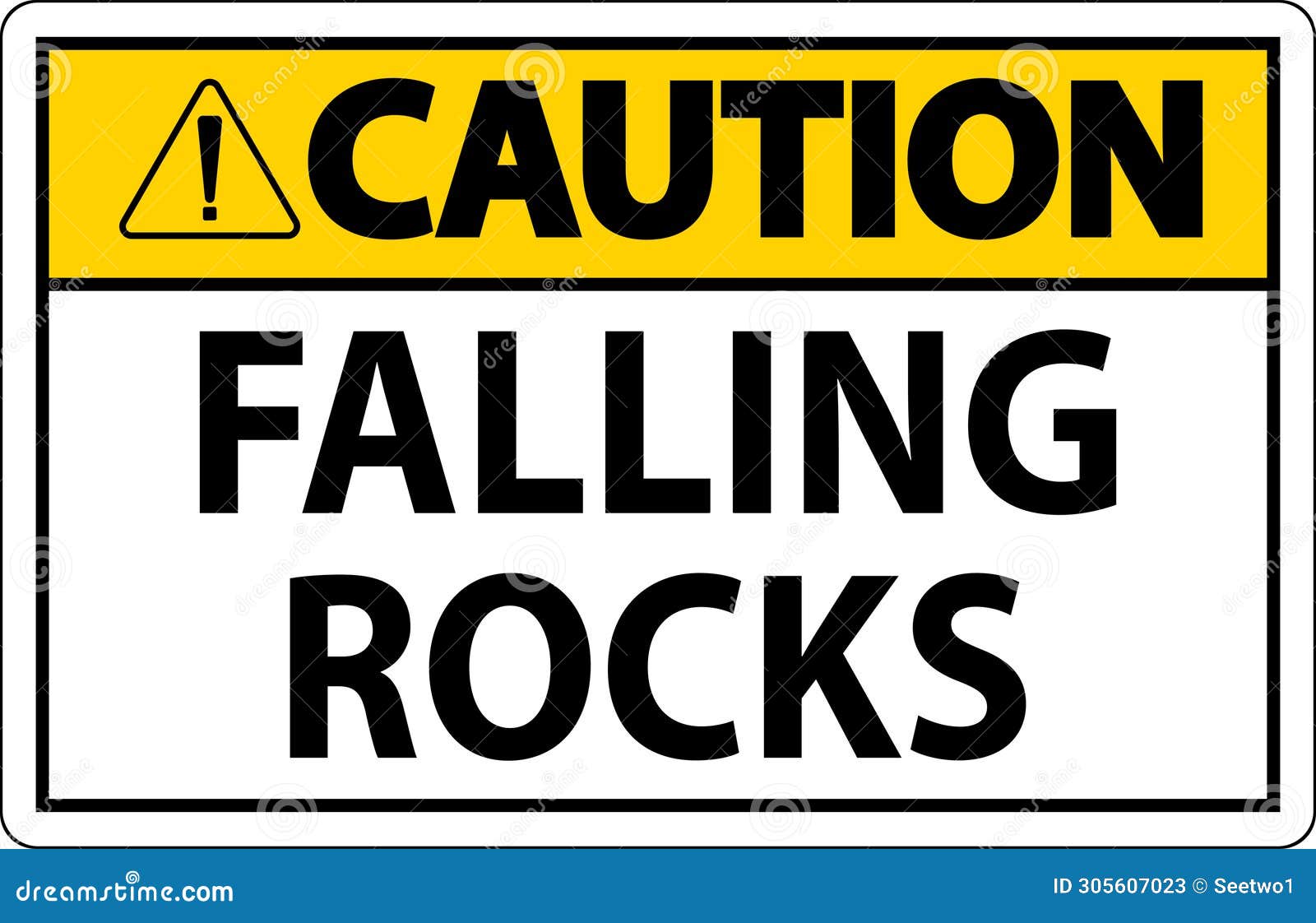 Caution Sign, Falling Rocks Stock Vector - Illustration of risk ...