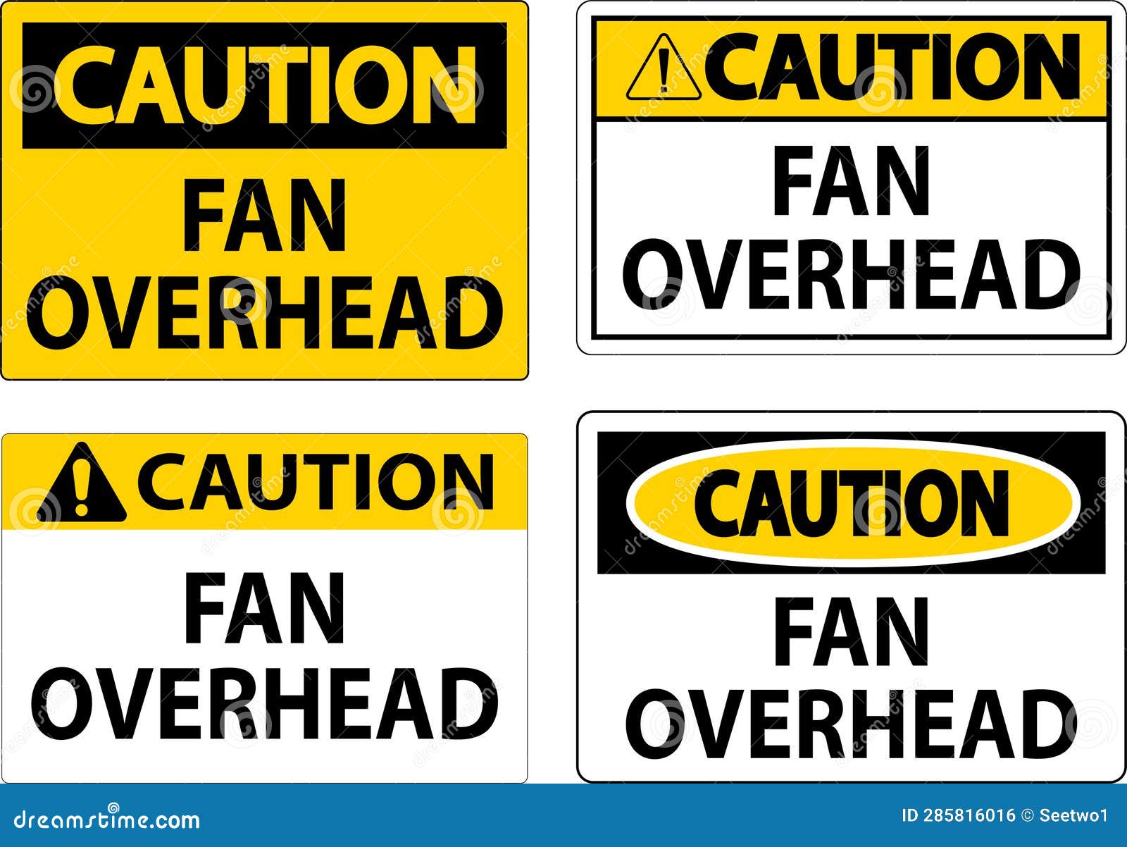 Caution Sign Fan Overhead stock vector. Illustration of aircraft ...