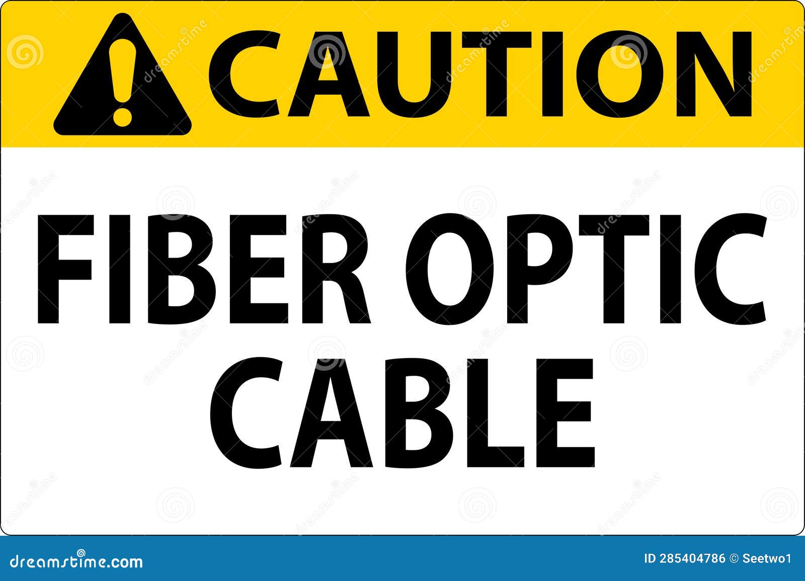 Caution Sign, Fiber Optic Cable Sign Stock Vector - Illustration of ...