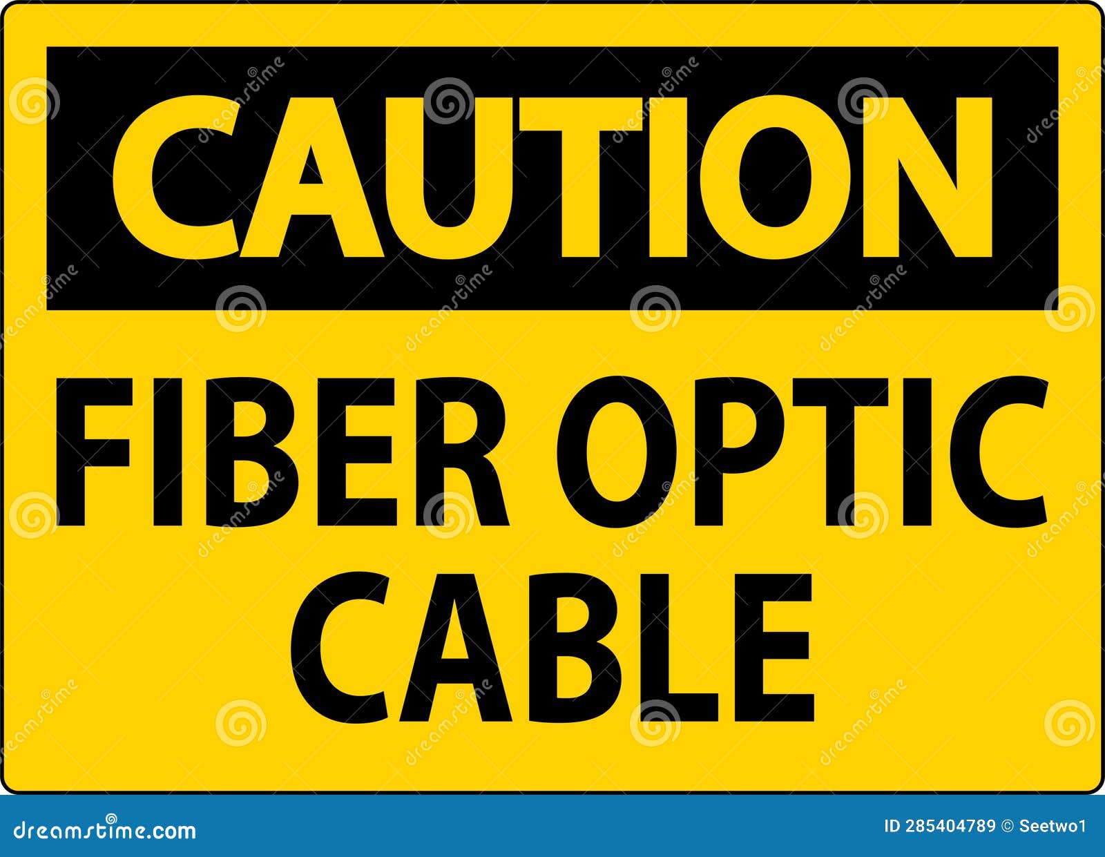 Caution Sign, Fiber Optic Cable Sign Stock Vector - Illustration of ...