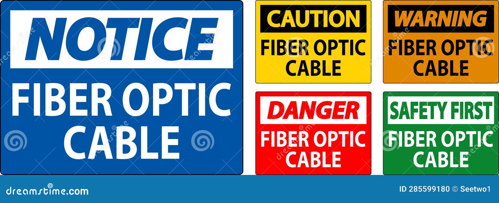 Caution Sign, Fiber Optic Cable Sign Stock Vector - Illustration of ...