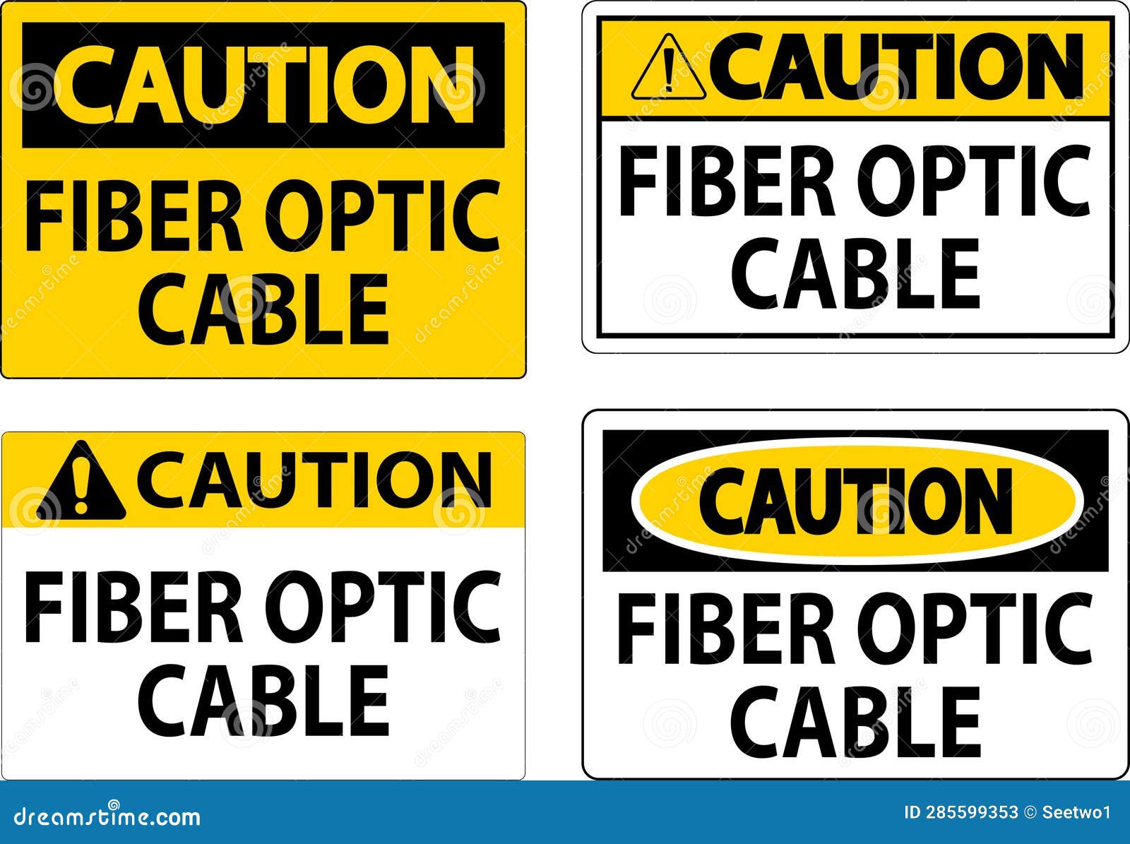 Caution Sign, Fiber Optic Cable Sign Stock Vector - Illustration of ...