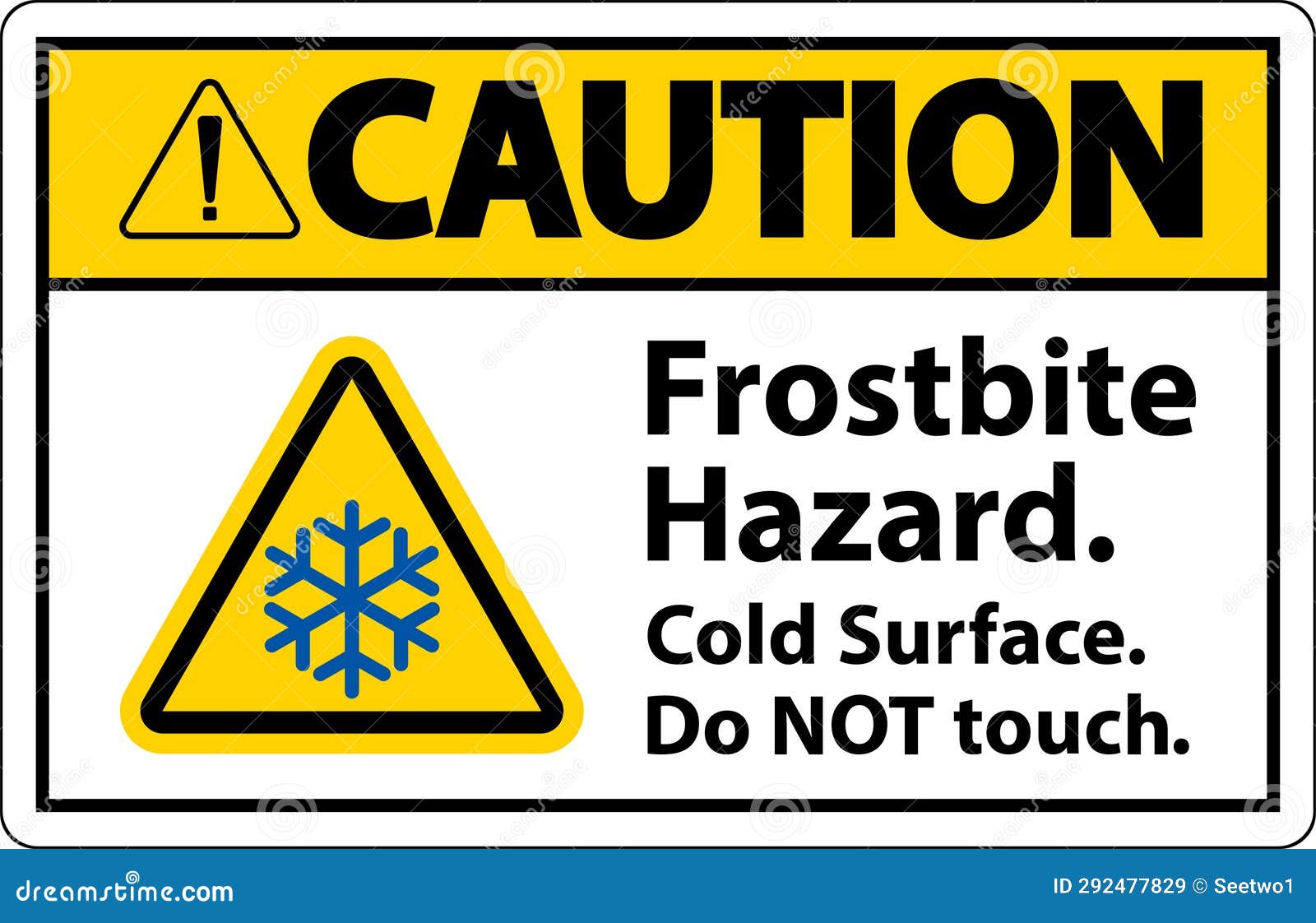 Caution Sign Frostbite Hazard, Do Not Touch Cold Surface Stock Vector ...