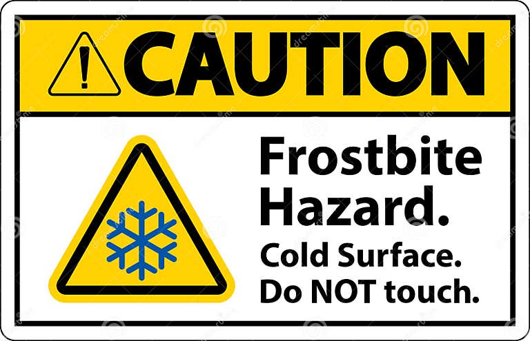 Caution Sign Frostbite Hazard, Do Not Touch Cold Surface Stock Vector ...