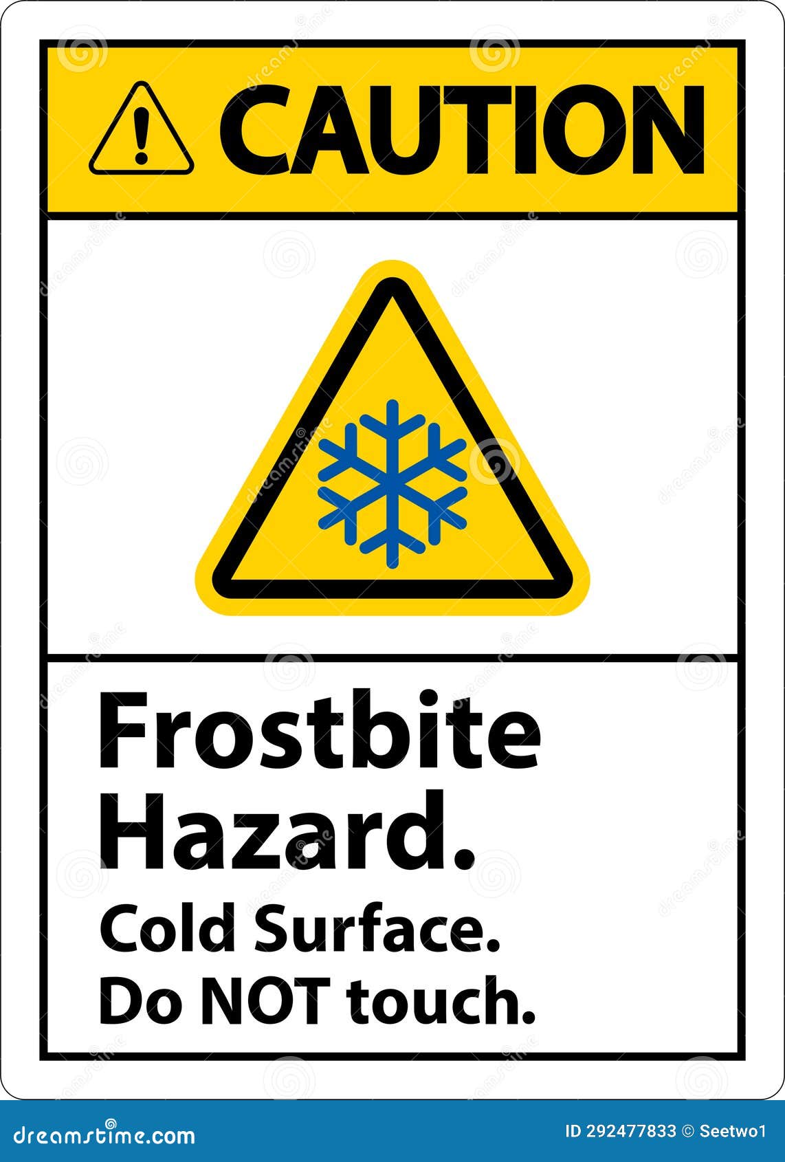 Caution Sign Frostbite Hazard, Do Not Touch Cold Surface Stock Vector ...