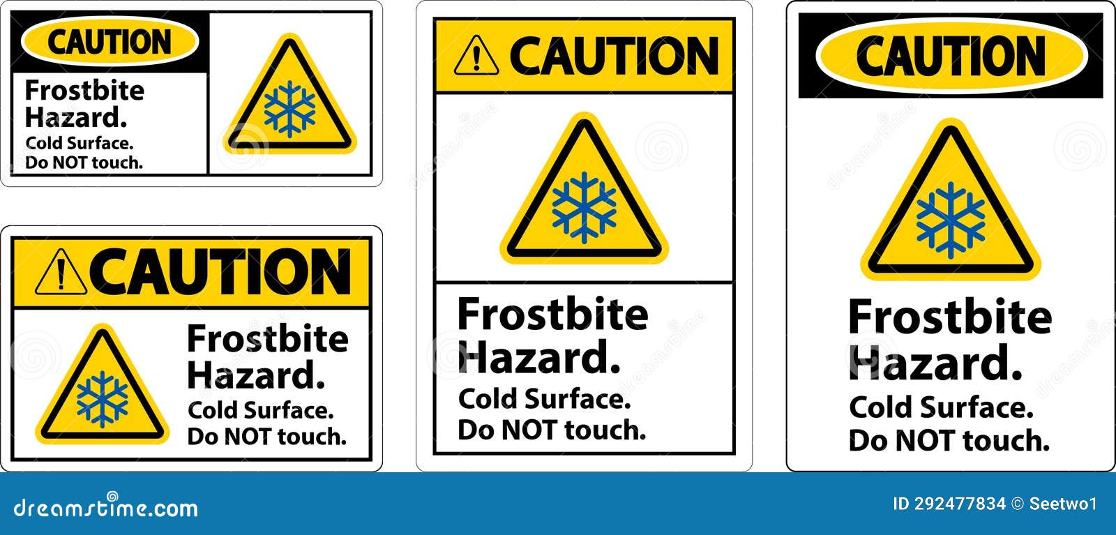 Caution Sign Frostbite Hazard, Do Not Touch Cold Surface Stock Vector ...
