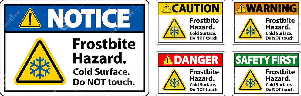 Caution Sign Frostbite Hazard, Do Not Touch Cold Surface Stock Vector ...