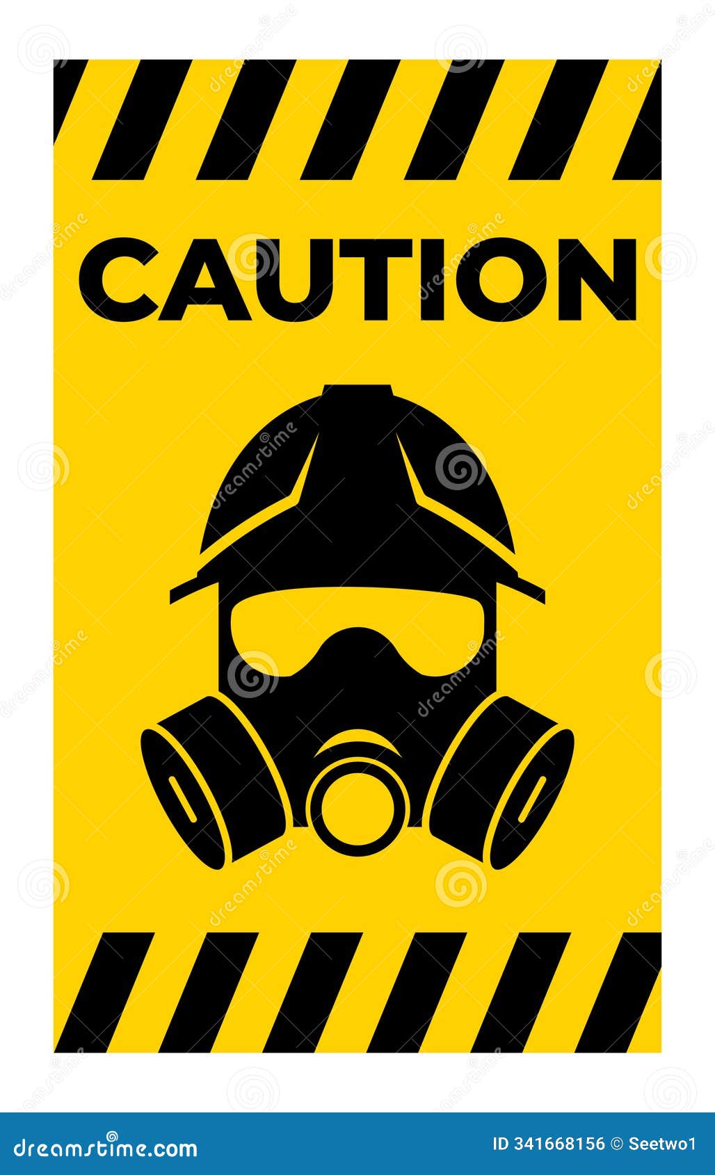Caution Sign with Gas Mask Illustration Stock Illustration ...