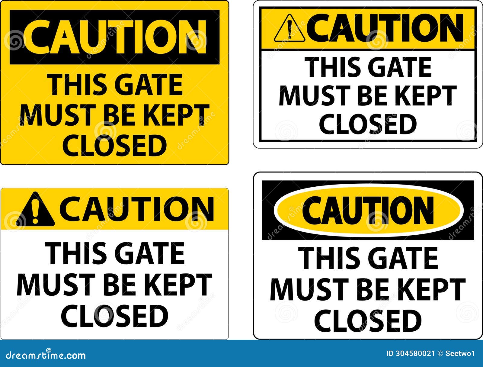Caution Sign, Gate Must Be Kept Closed Stock Vector - Illustration of ...