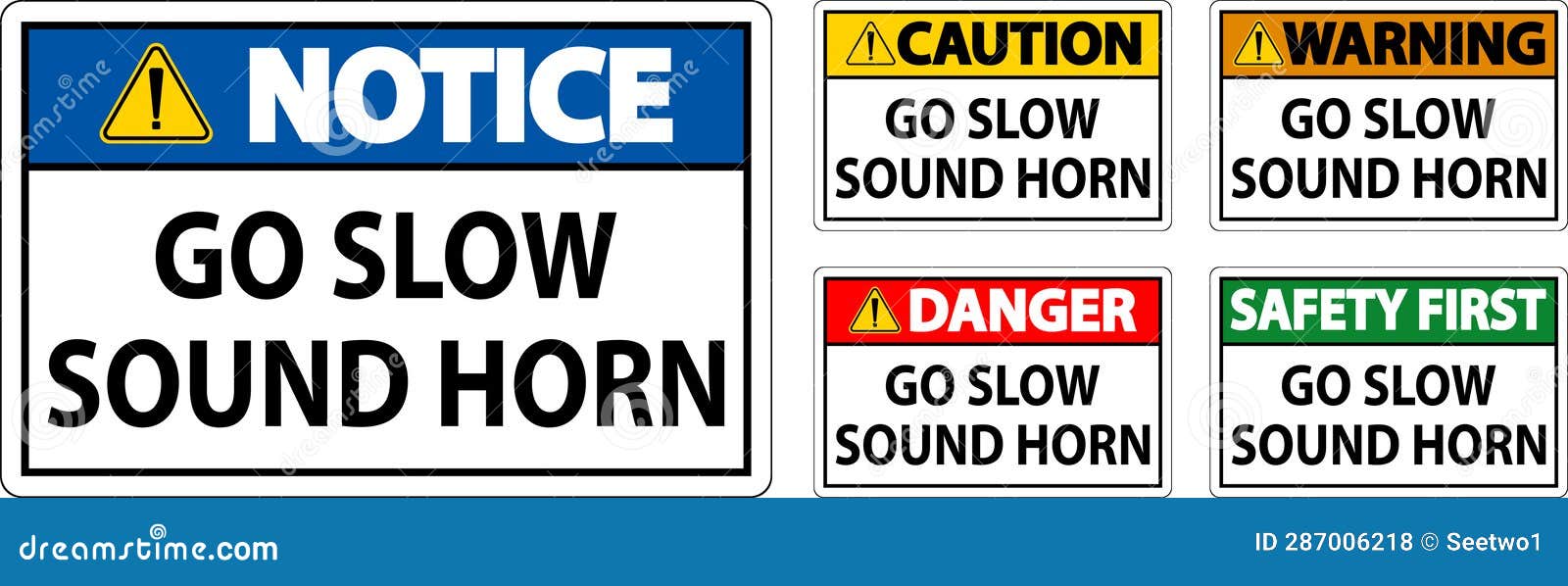 Caution Sign, Go Slow Sound Horn Sign Stock Vector - Illustration of ...
