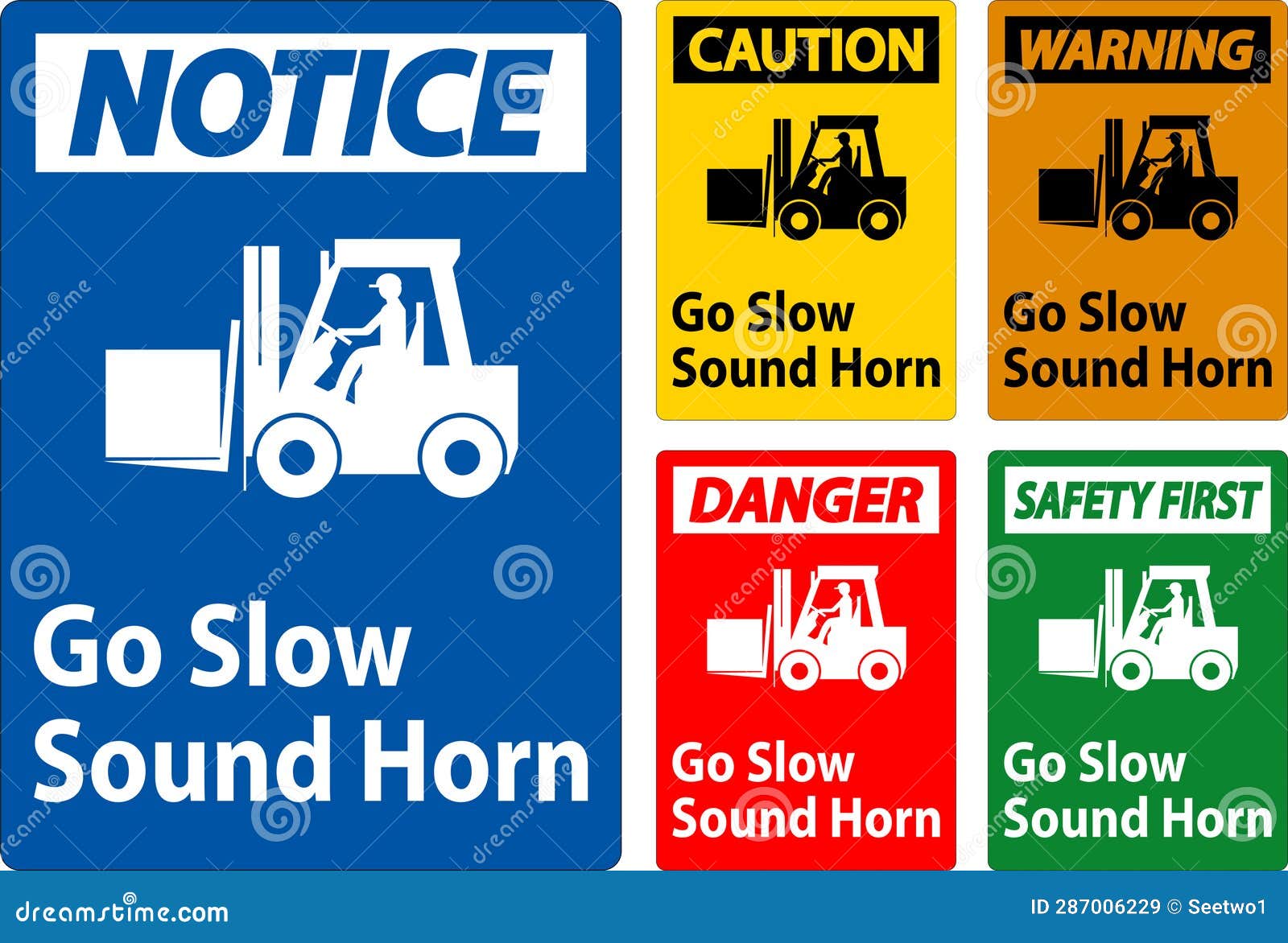 Caution Sign, Go Slow Sound Horn Sign Stock Vector - Illustration of ...