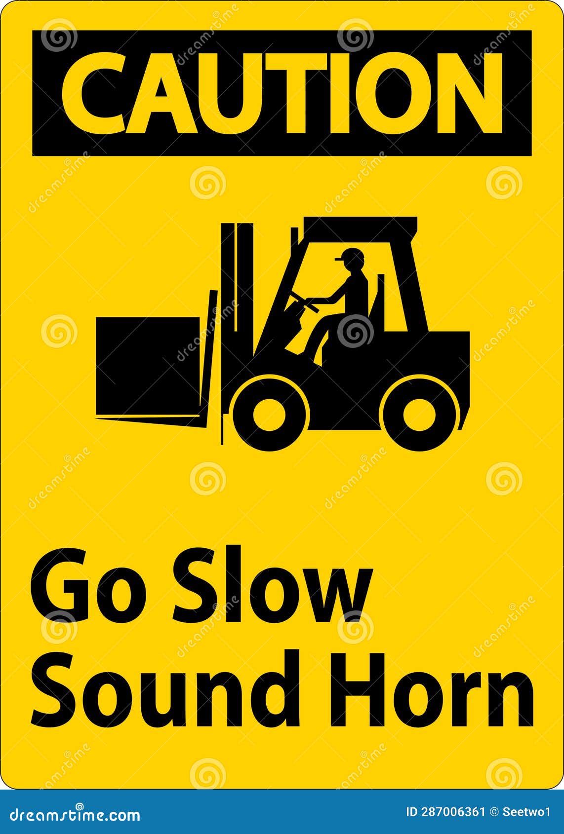 Caution Sign, Go Slow Sound Horn Sign Stock Vector - Illustration of ...