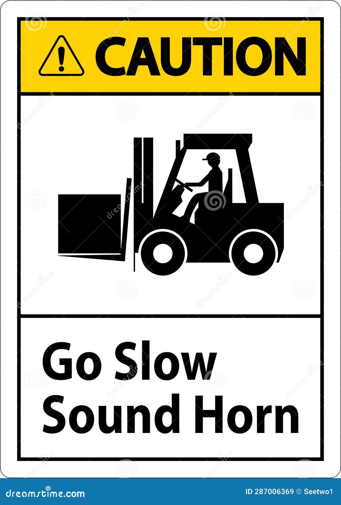 Caution Sign, Go Slow Sound Horn Sign Stock Vector - Illustration of ...