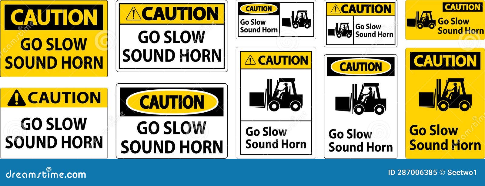 Caution Sign, Go Slow Sound Horn Sign Stock Vector - Illustration of ...