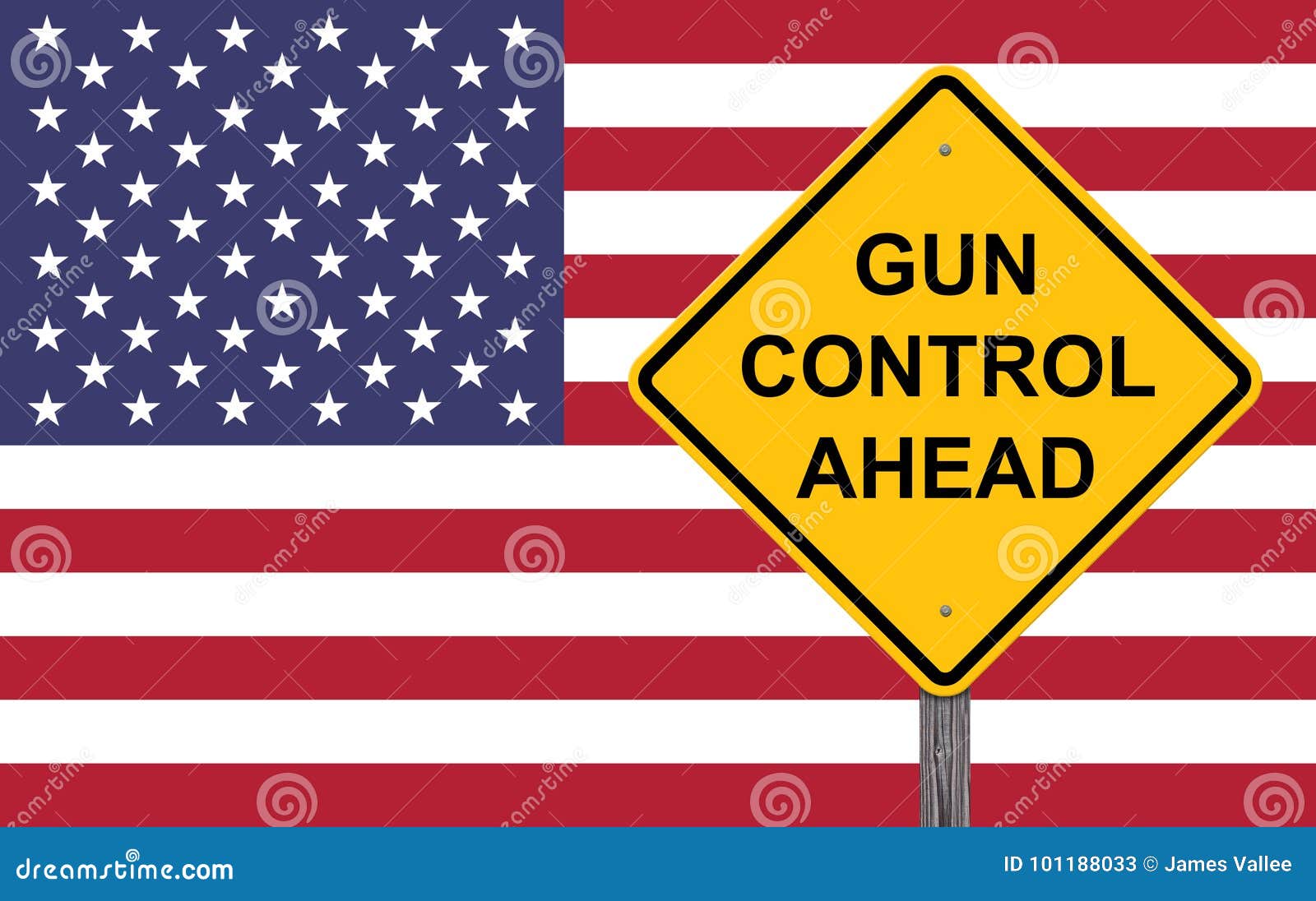 Caution Sign - Gun Control Ahead Stock Illustration - Illustration of ...