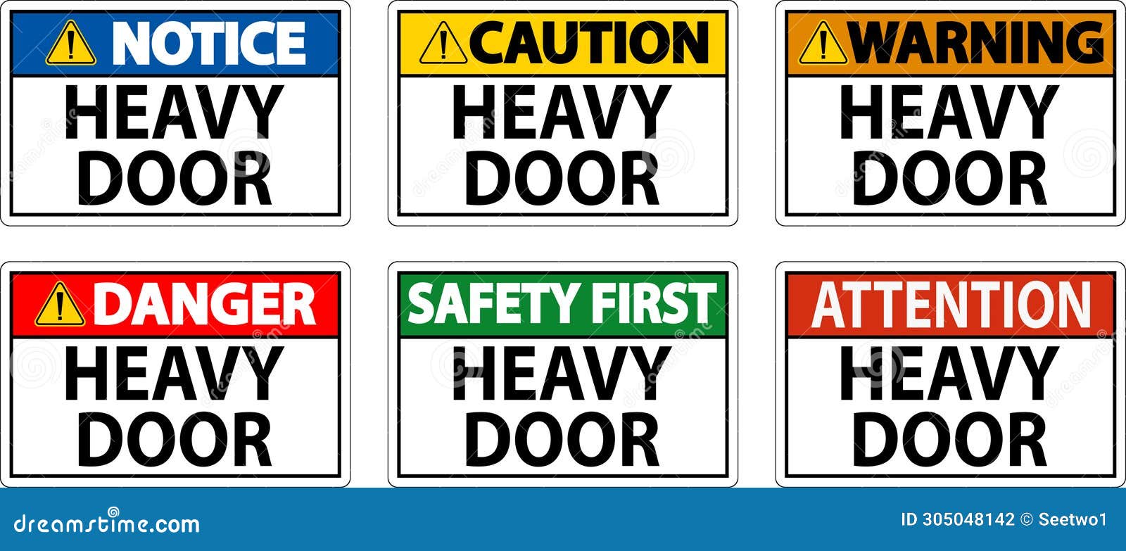 Caution Sign, Heavy Door stock vector. Illustration of industrial ...