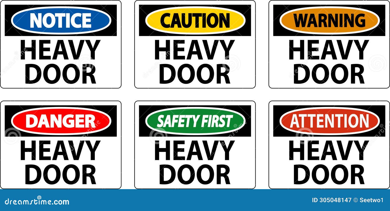 Caution Sign, Heavy Door stock vector. Illustration of notice - 305048147