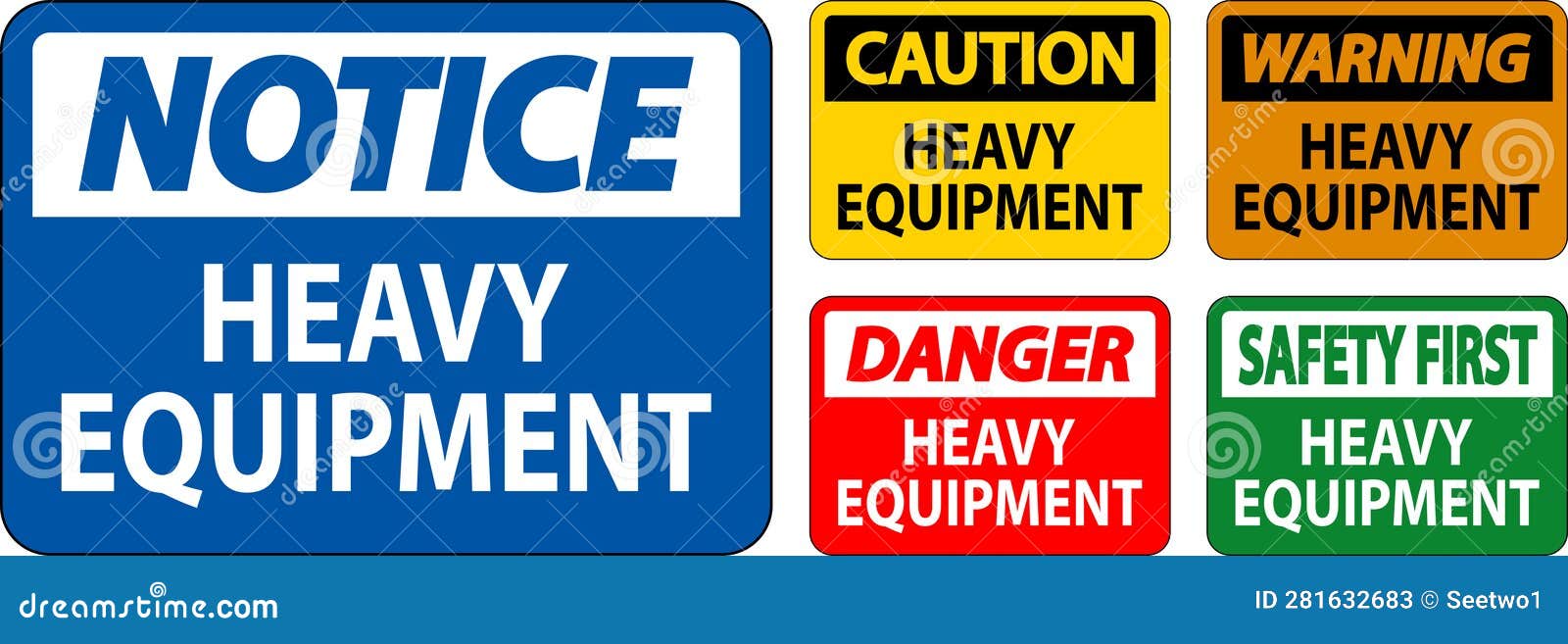 Caution Sign Heavy Equipment on White Background Stock Vector ...