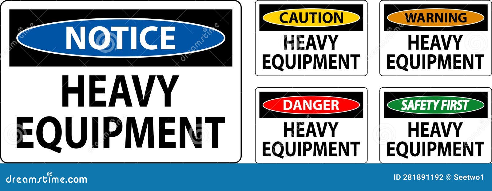 Caution Sign Heavy Equipment on White Background Stock Vector ...