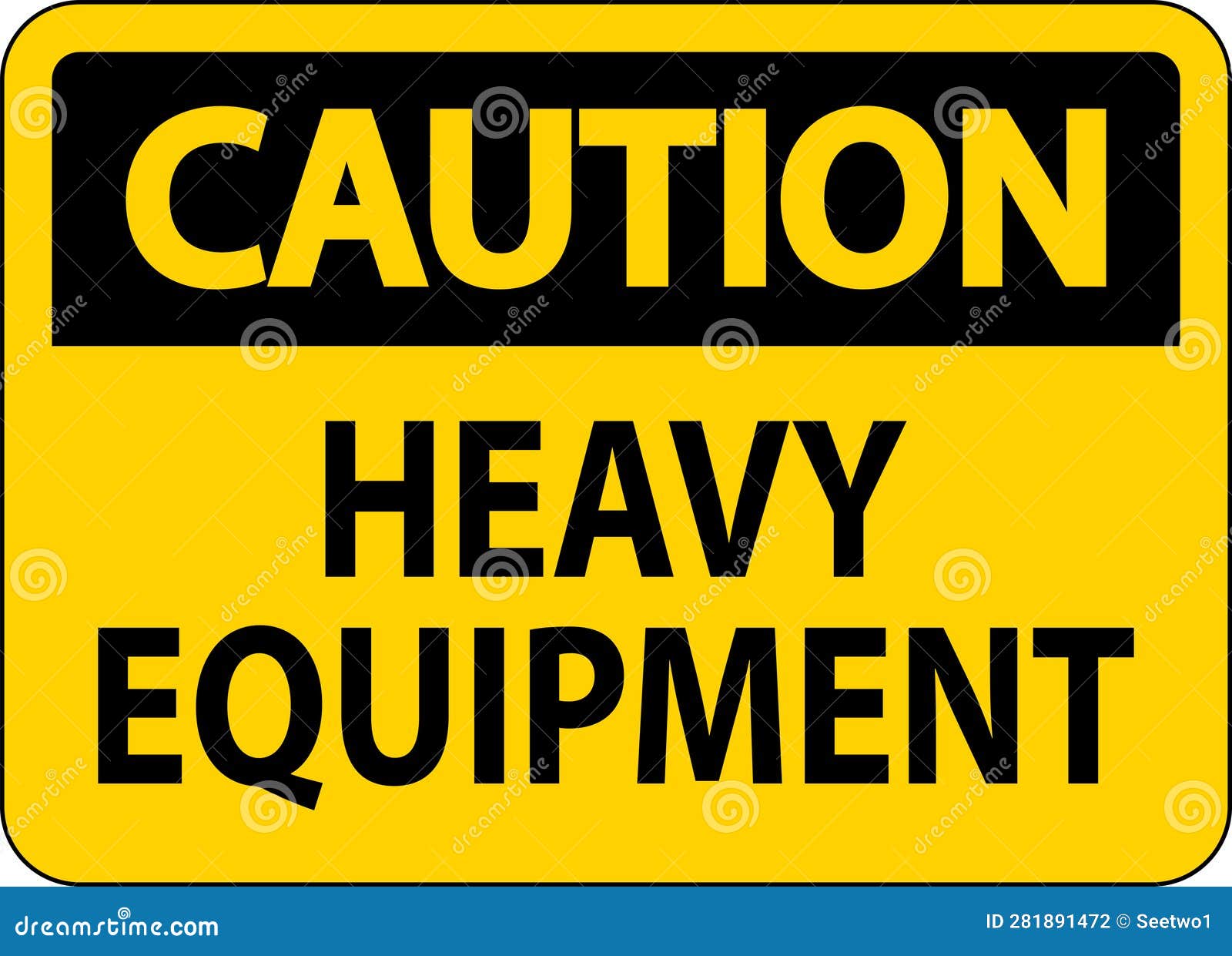 Caution Sign Heavy Equipment on White Background Stock Vector ...