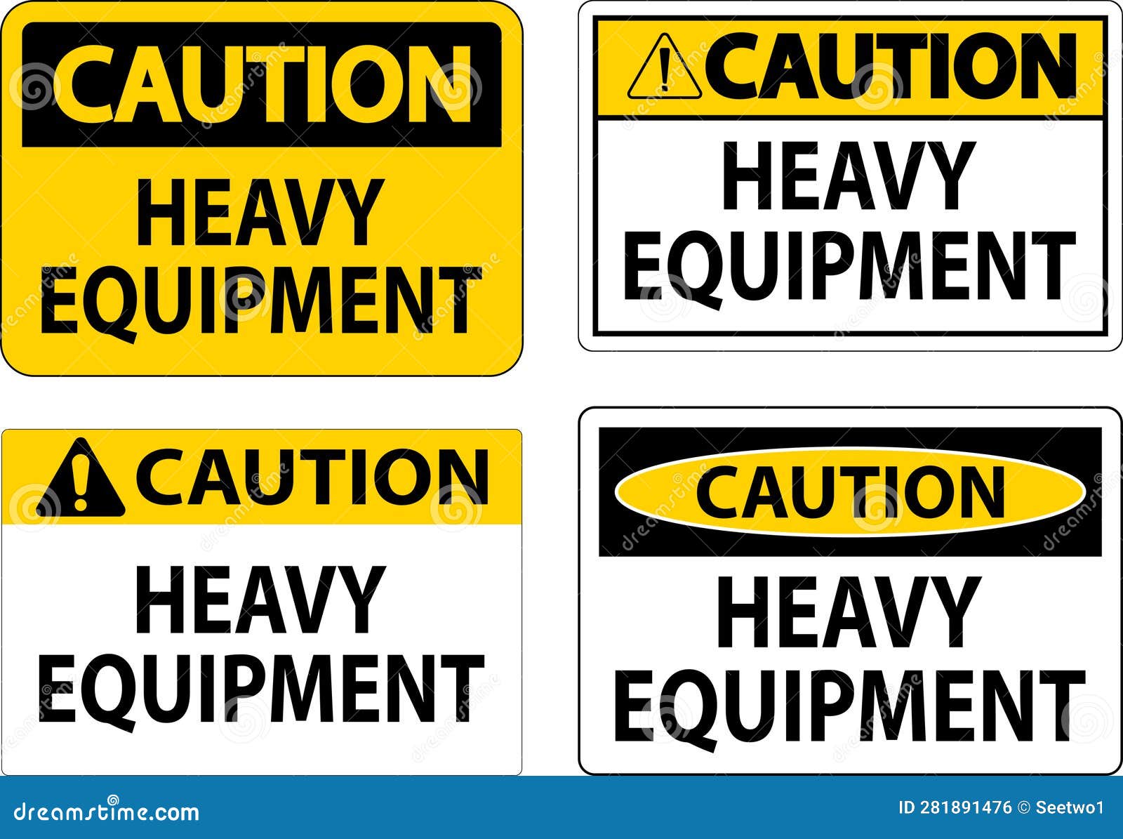 Caution Sign Heavy Equipment on White Background Stock Vector ...