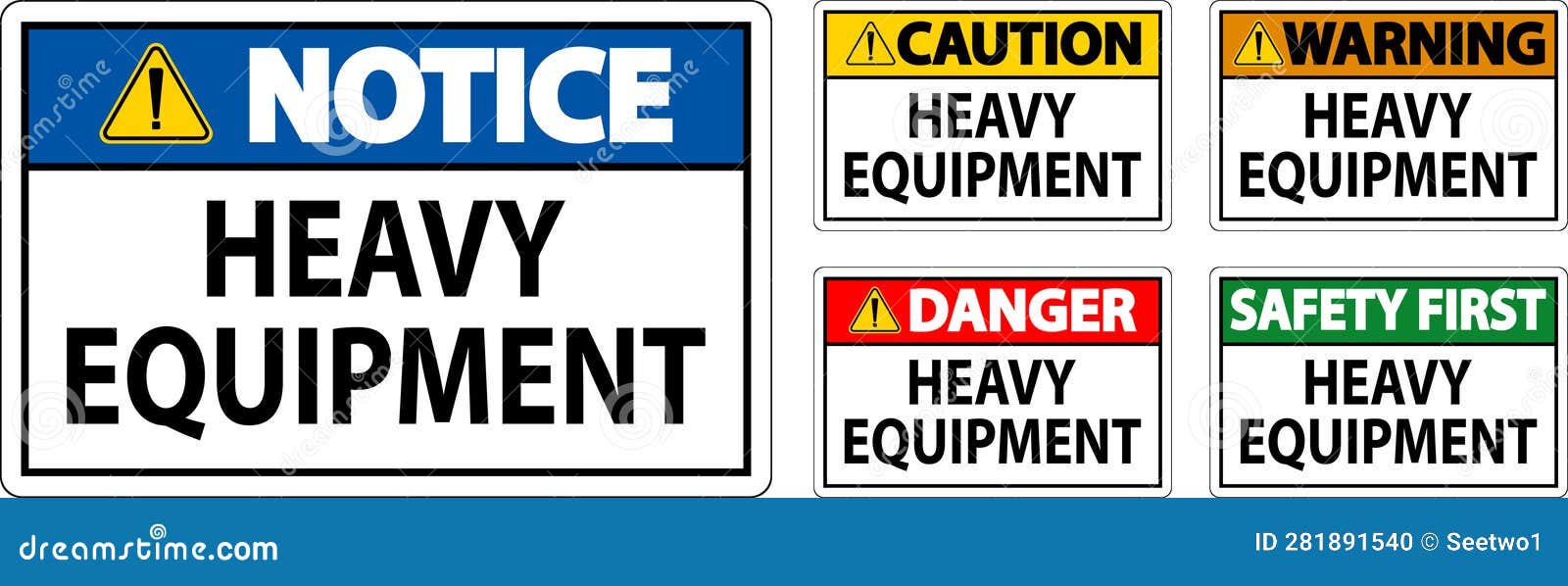 Caution Sign Heavy Equipment on White Background Stock Vector ...