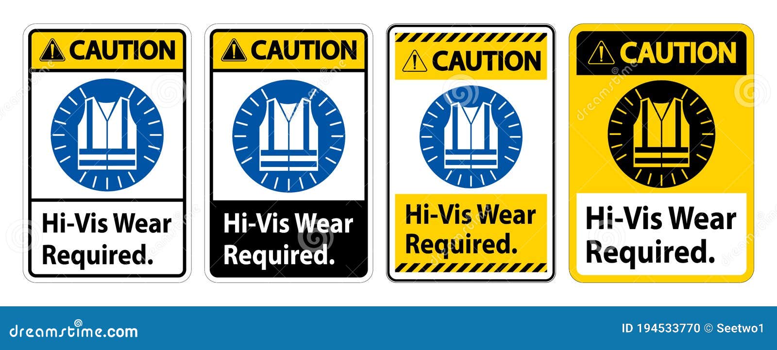 Caution Sign Hi-Vis Wear Required on White Background Stock Vector ...