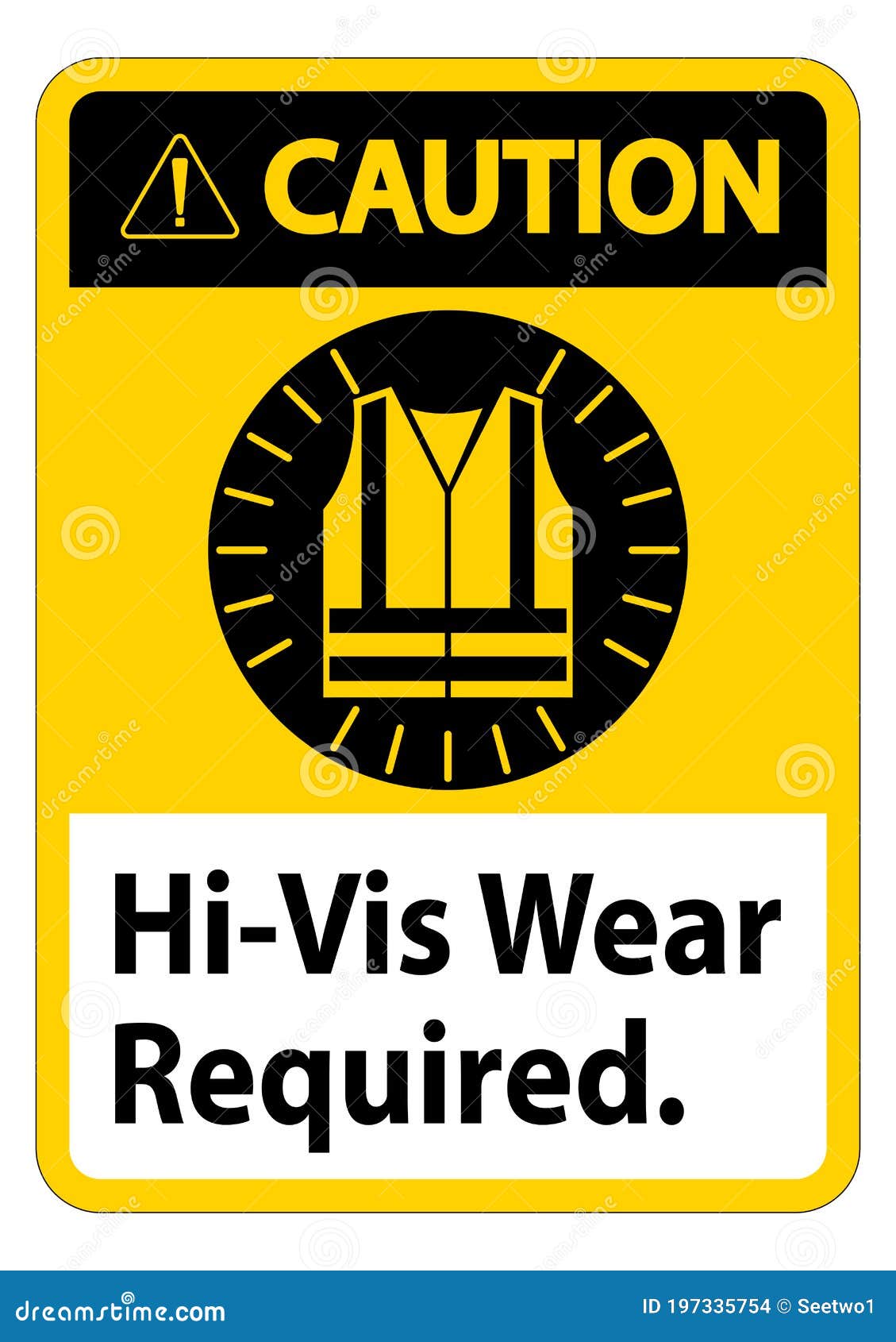 Caution Sign Hi-Vis Wear Required on White Background Stock Vector ...