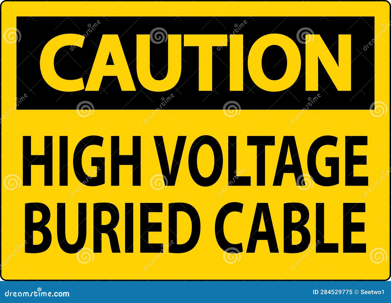 Caution Sign High Voltage Buried Cable on White Background Stock Vector ...