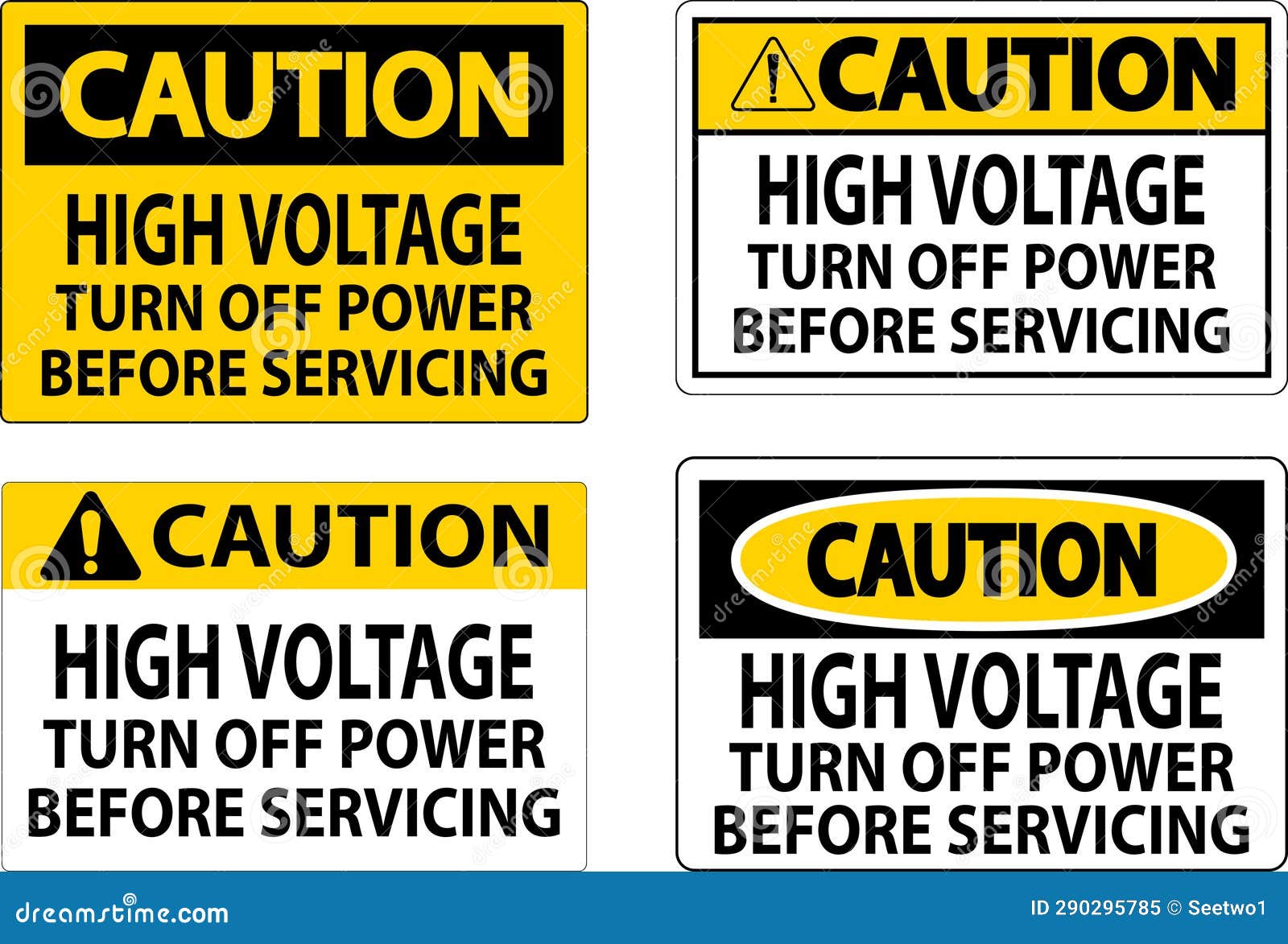Caution Sign High Voltage Turn Off Power before Servicing Stock Vector ...