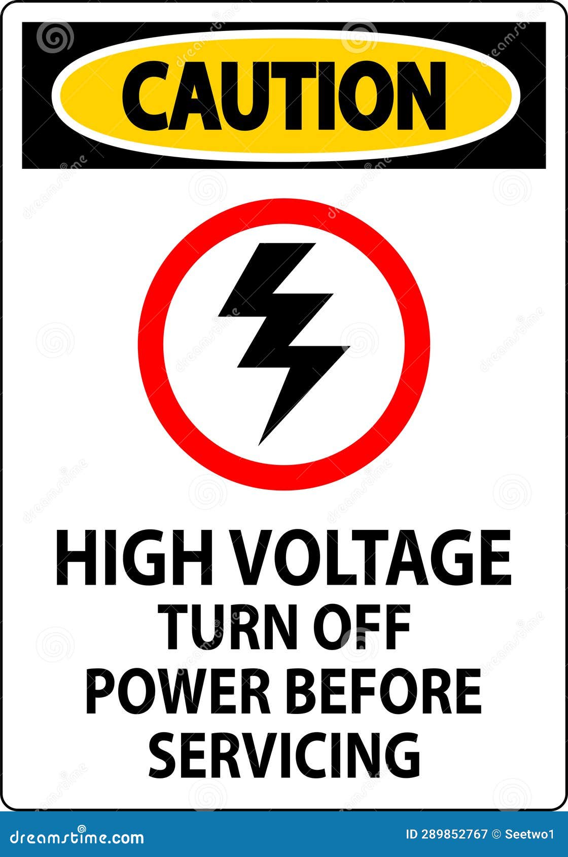 Caution Sign High Voltage - Turn Off Power before Servicing Stock ...